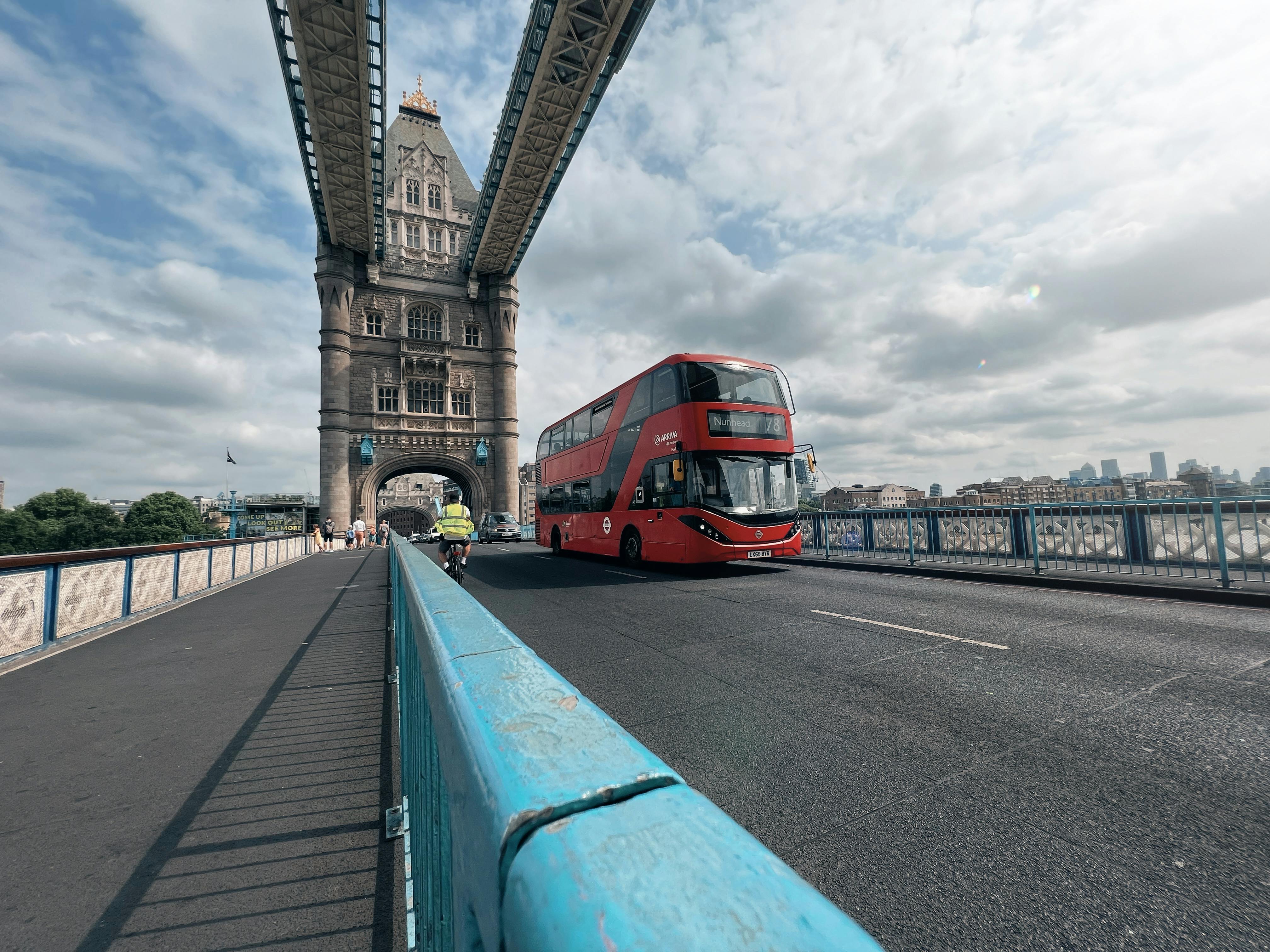 Red London Bus on Bridge in England · Free Stock Photo