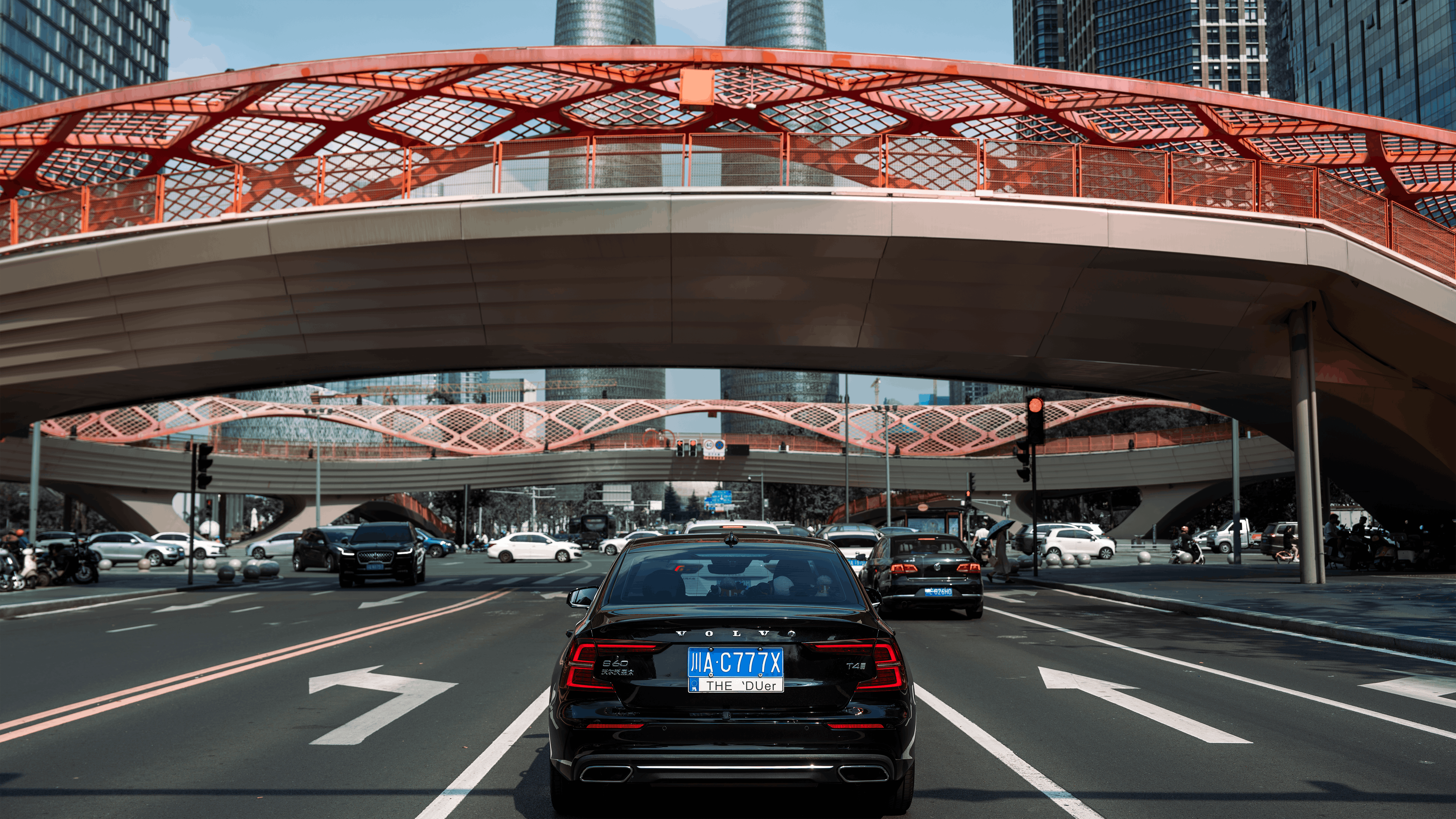 Cars Passing under the Bridge · Free Stock Photo