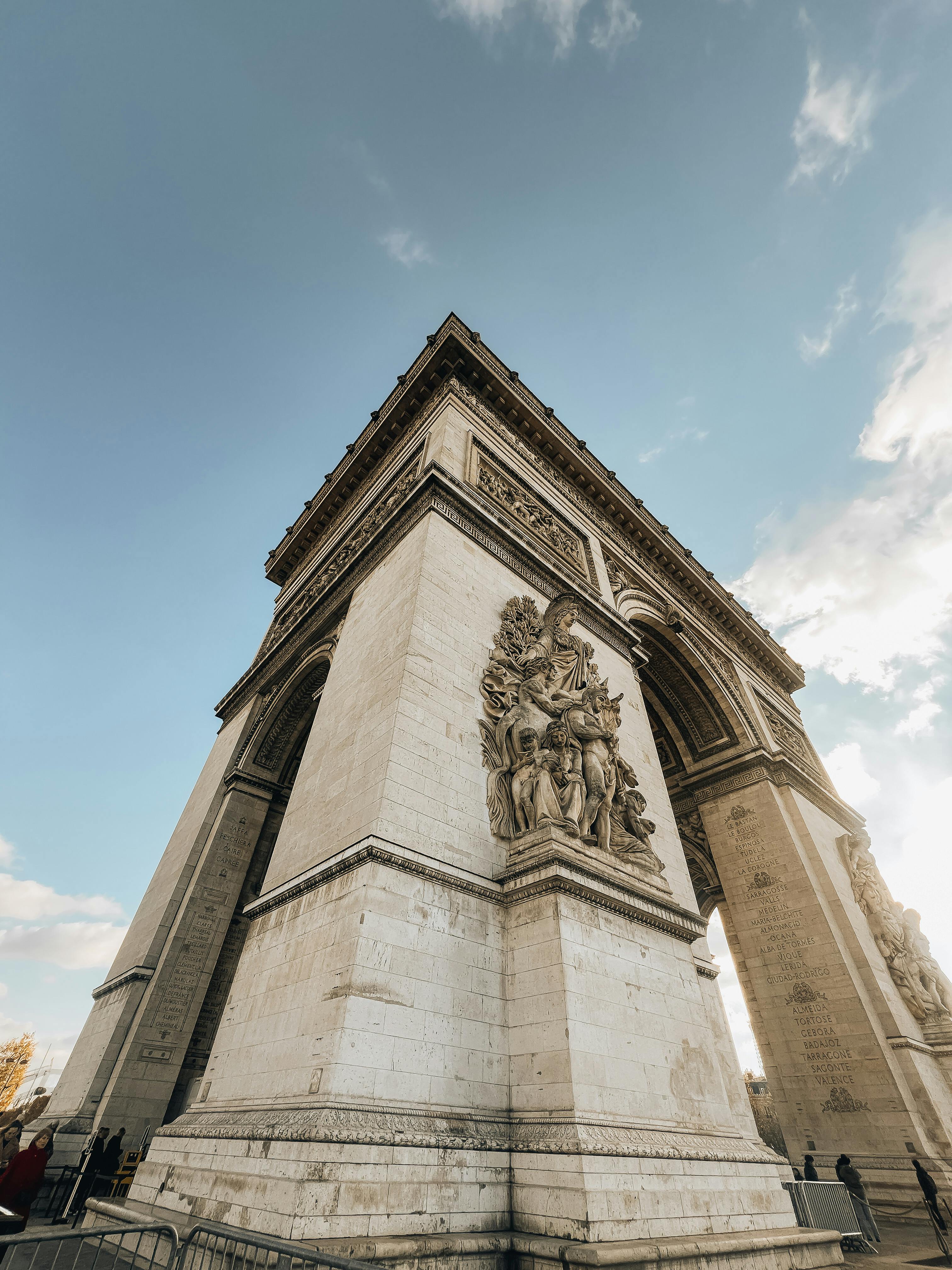 Neoclassical Arc de Triomphe Against the Blue Sky · Free Stock Photo
