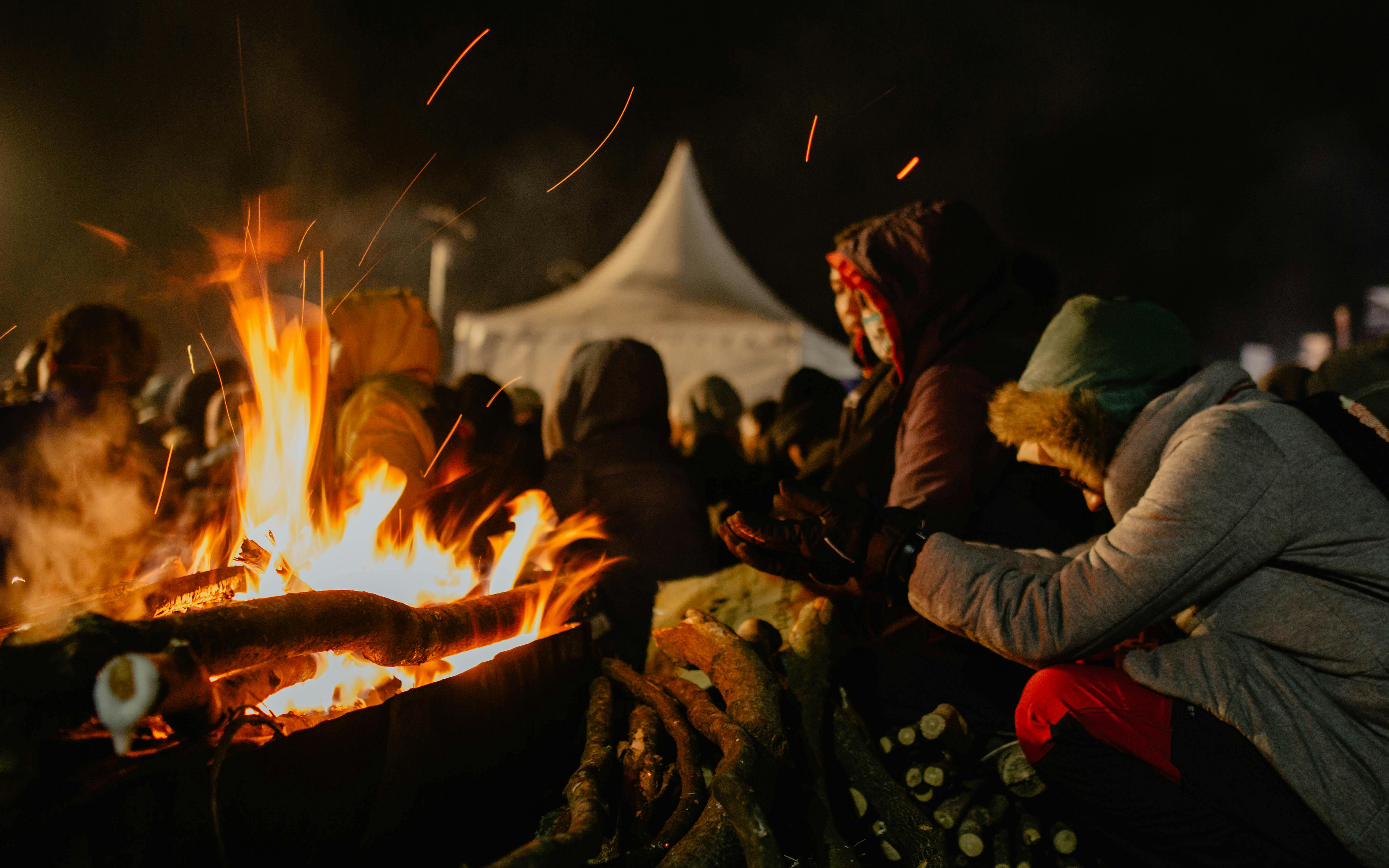 Group Of People Gathered Near Bonfire · Free Stock Photo