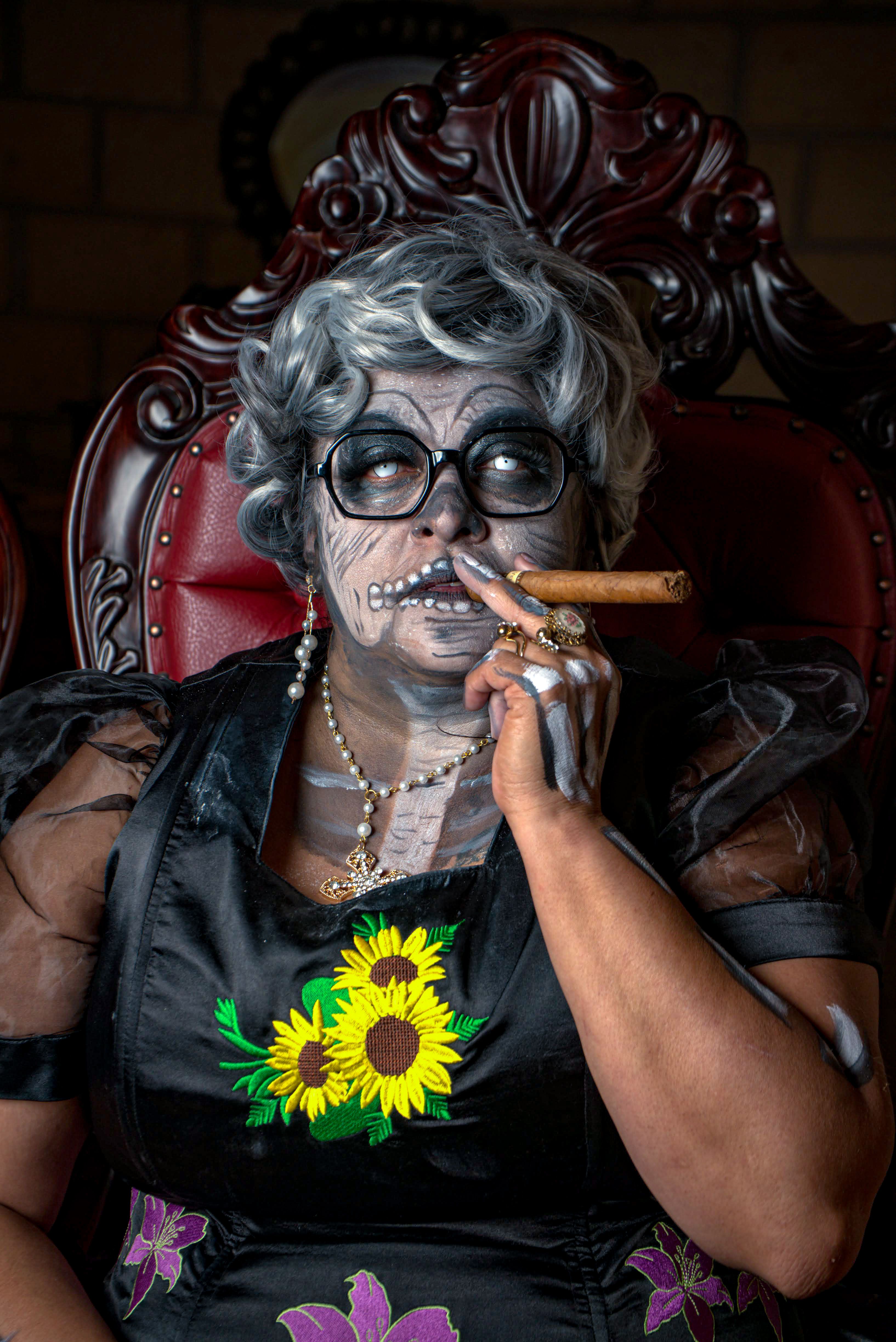 Elderly Catrina Smoking Cigar · Free Stock Photo