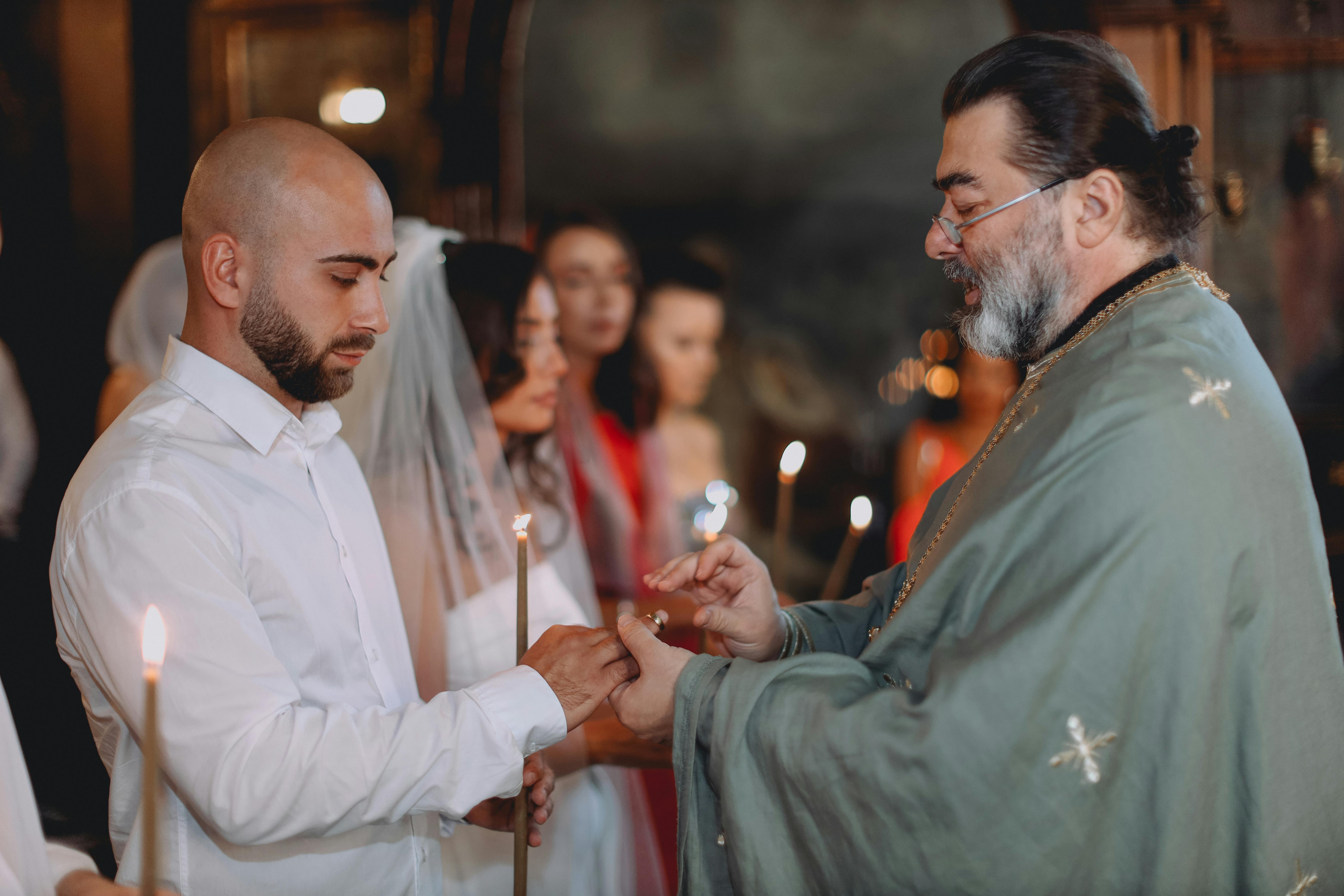 Groom and Priest in Wedding Ceremony at Orthodox Church · Free Stock Photo