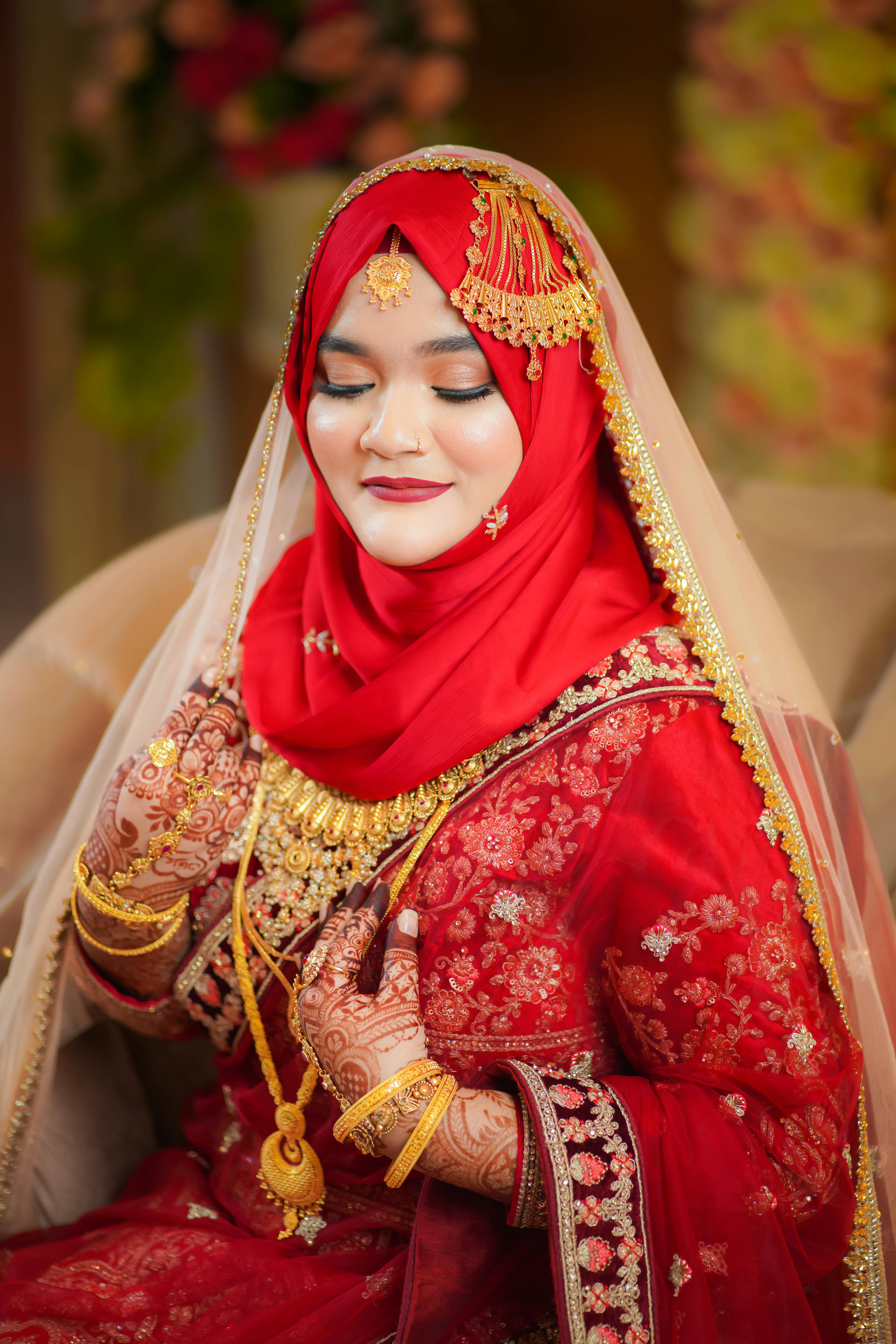 Bride Sitting in Traditional Wedding Dress and with Jewelry · Free ...