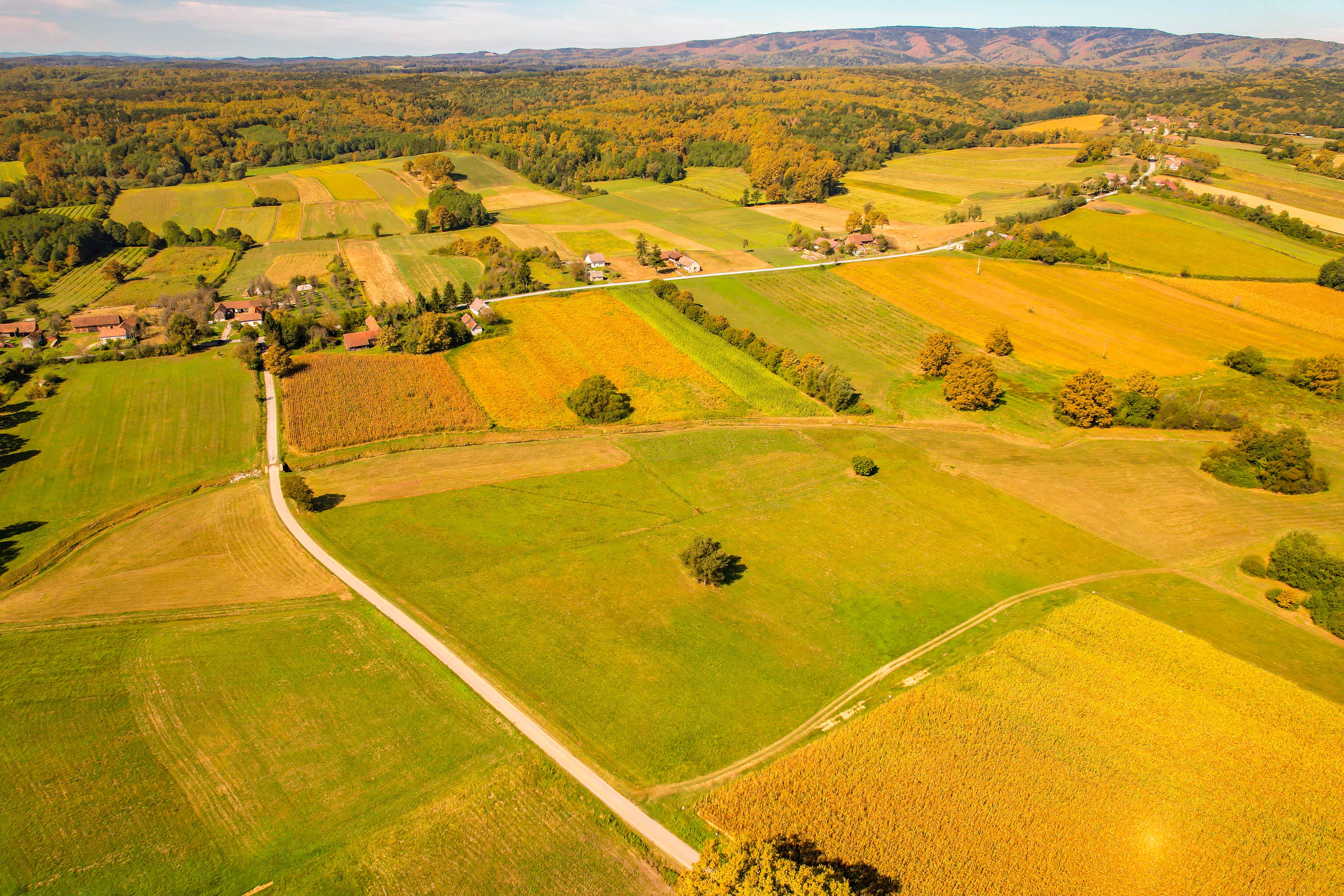 Fields and Farms from a Birds Eye View · Free Stock Photo