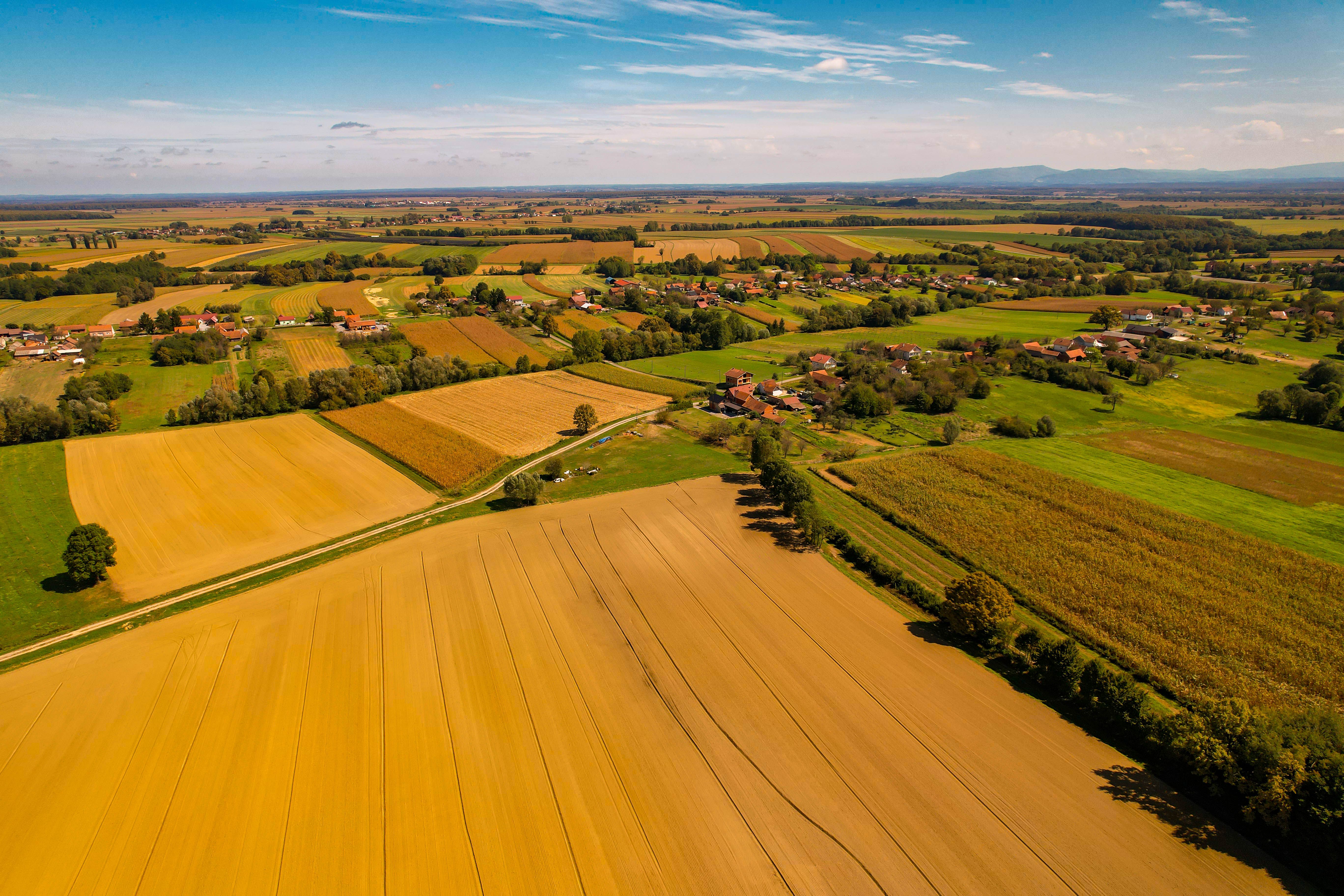Aerial View of Farms and Fields · Free Stock Photo