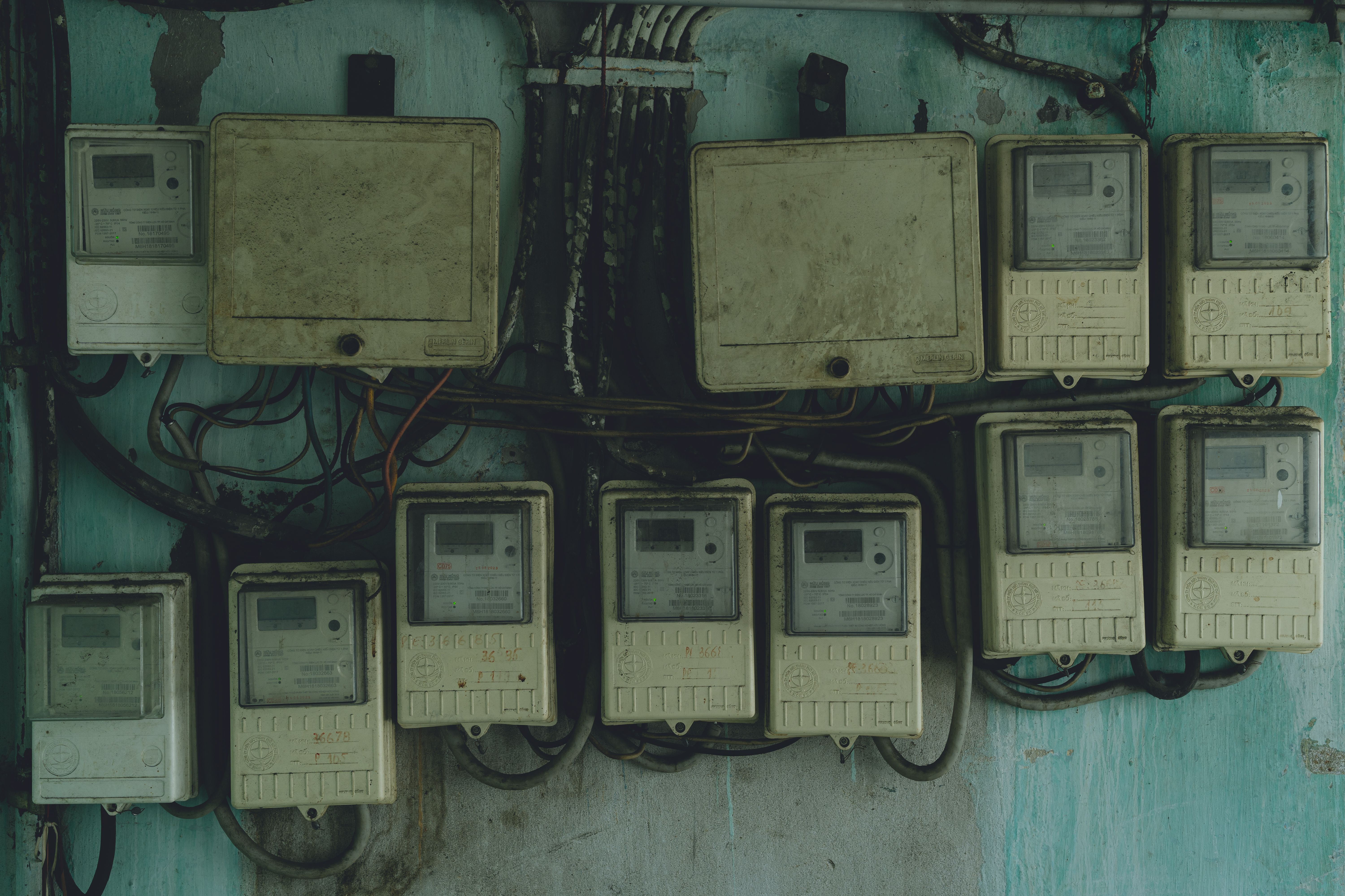 Eight Electrical Metric Meters · Free Stock Photo