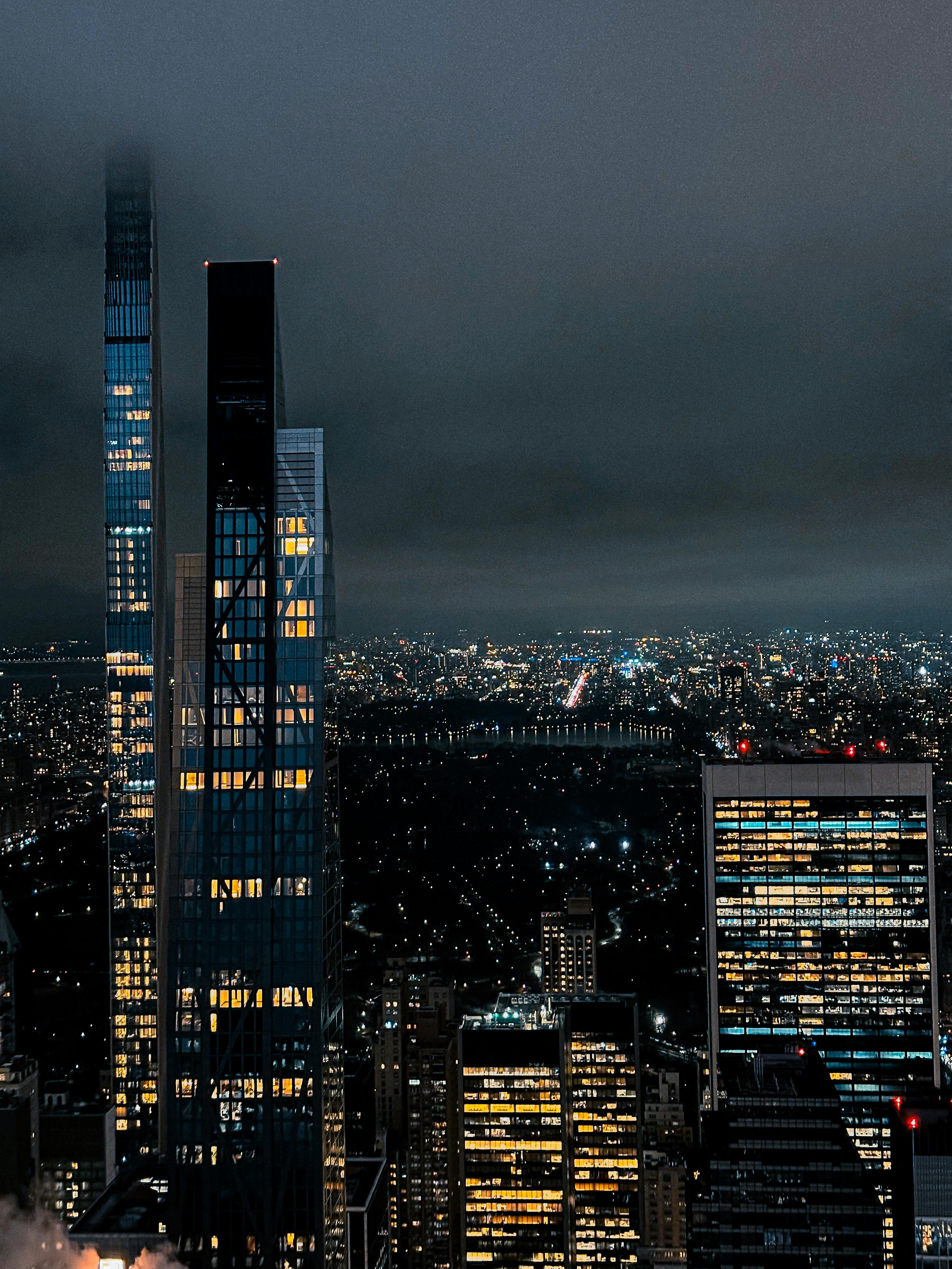 High Rise Buildings during Nighttime · Free Stock Photo
