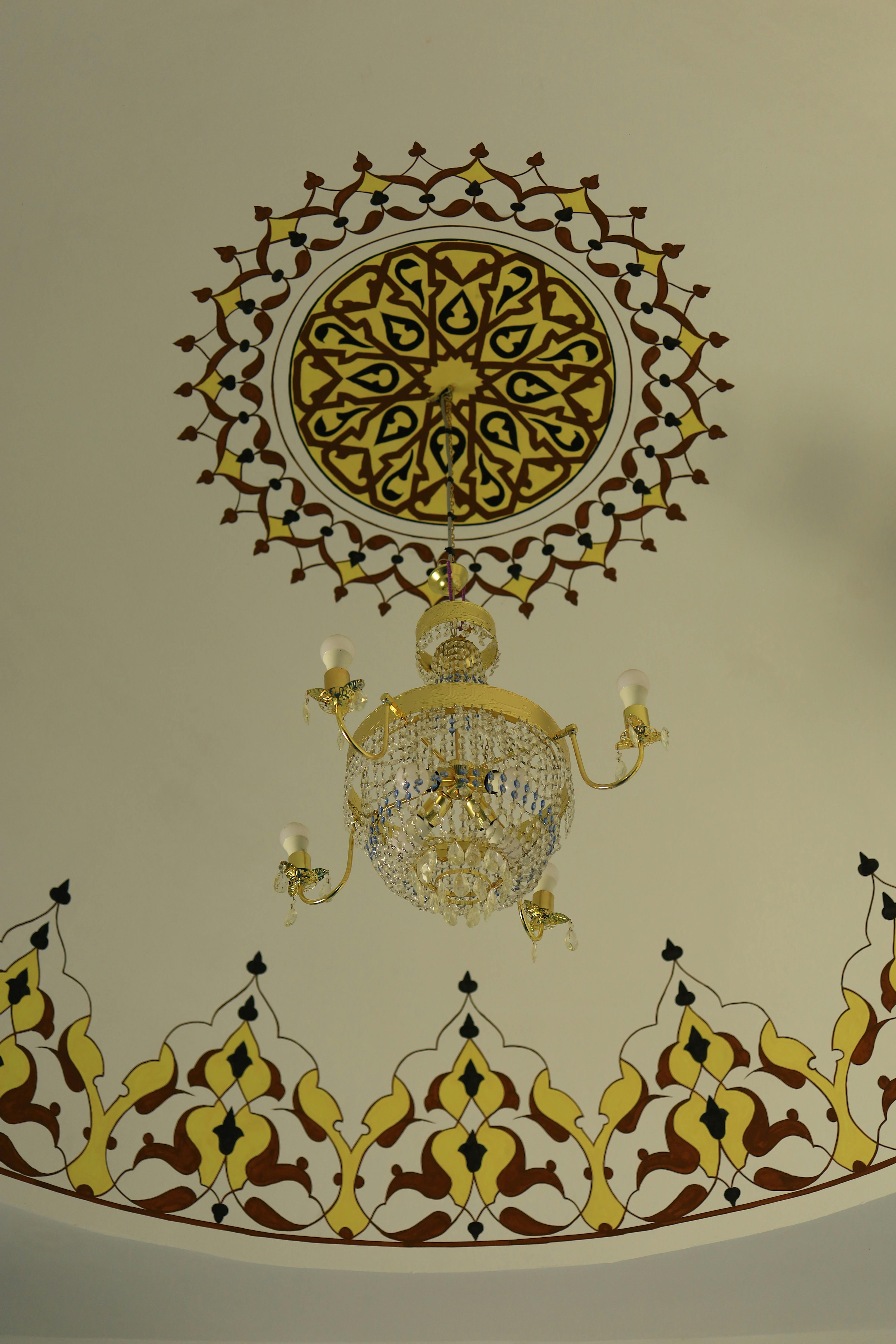 Ornate Islamic Ceiling with Chandelier Design · Free Stock Photo