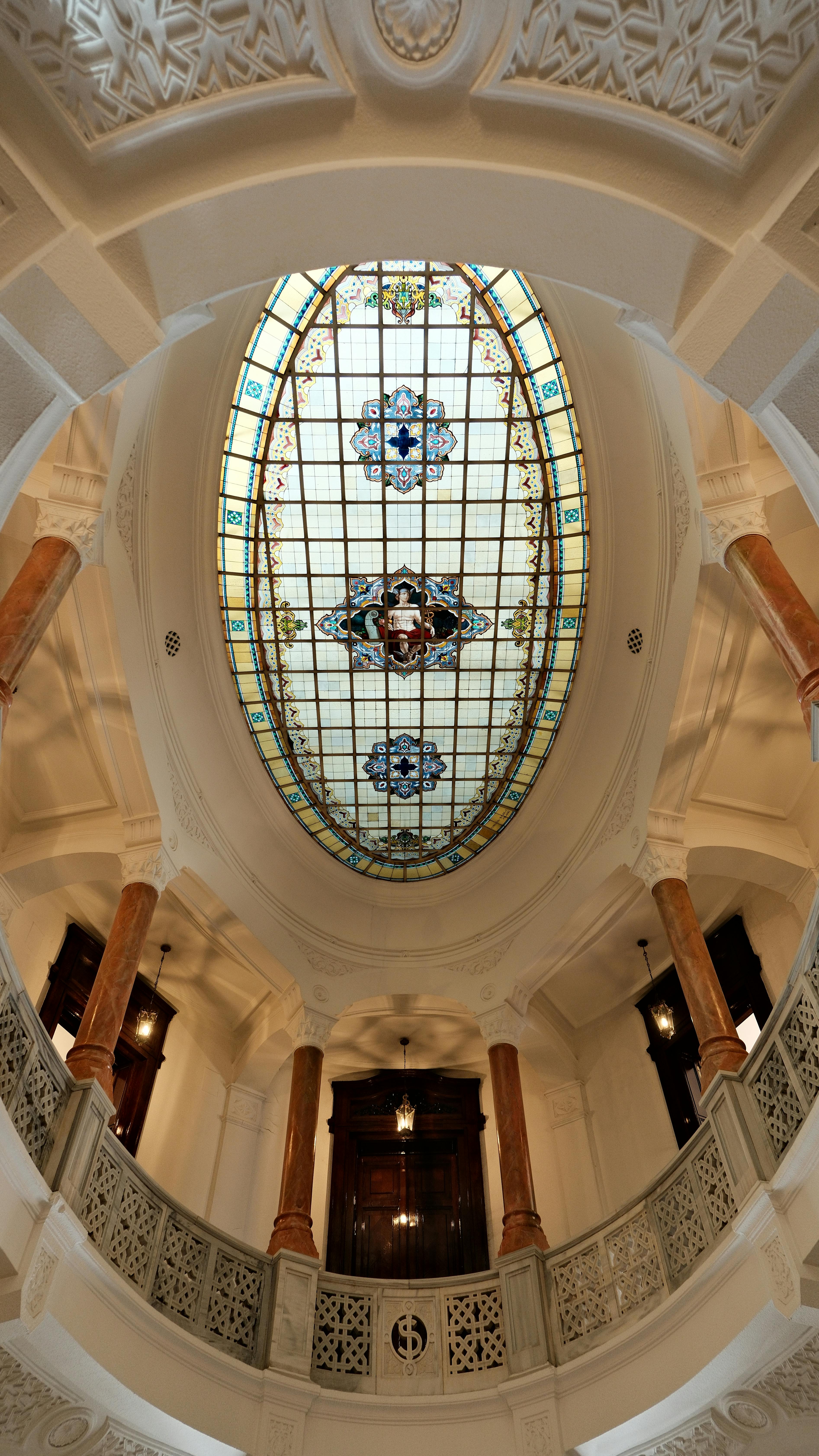 Elegant Stained Glass Ceiling in Historical Building · Free Stock Photo