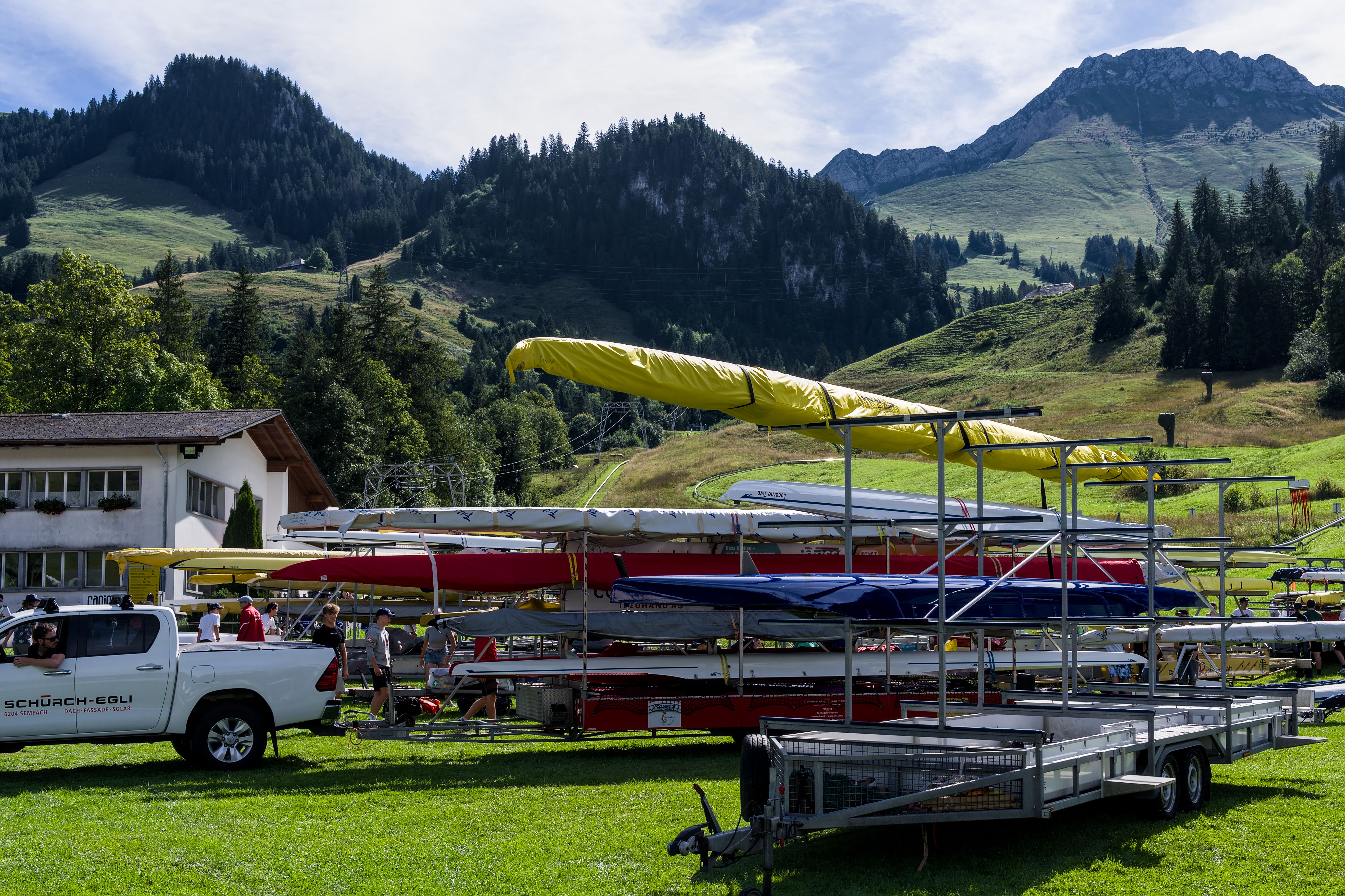 Rowing Equipment at Swiss Alpine Scenery · Free Stock Photo