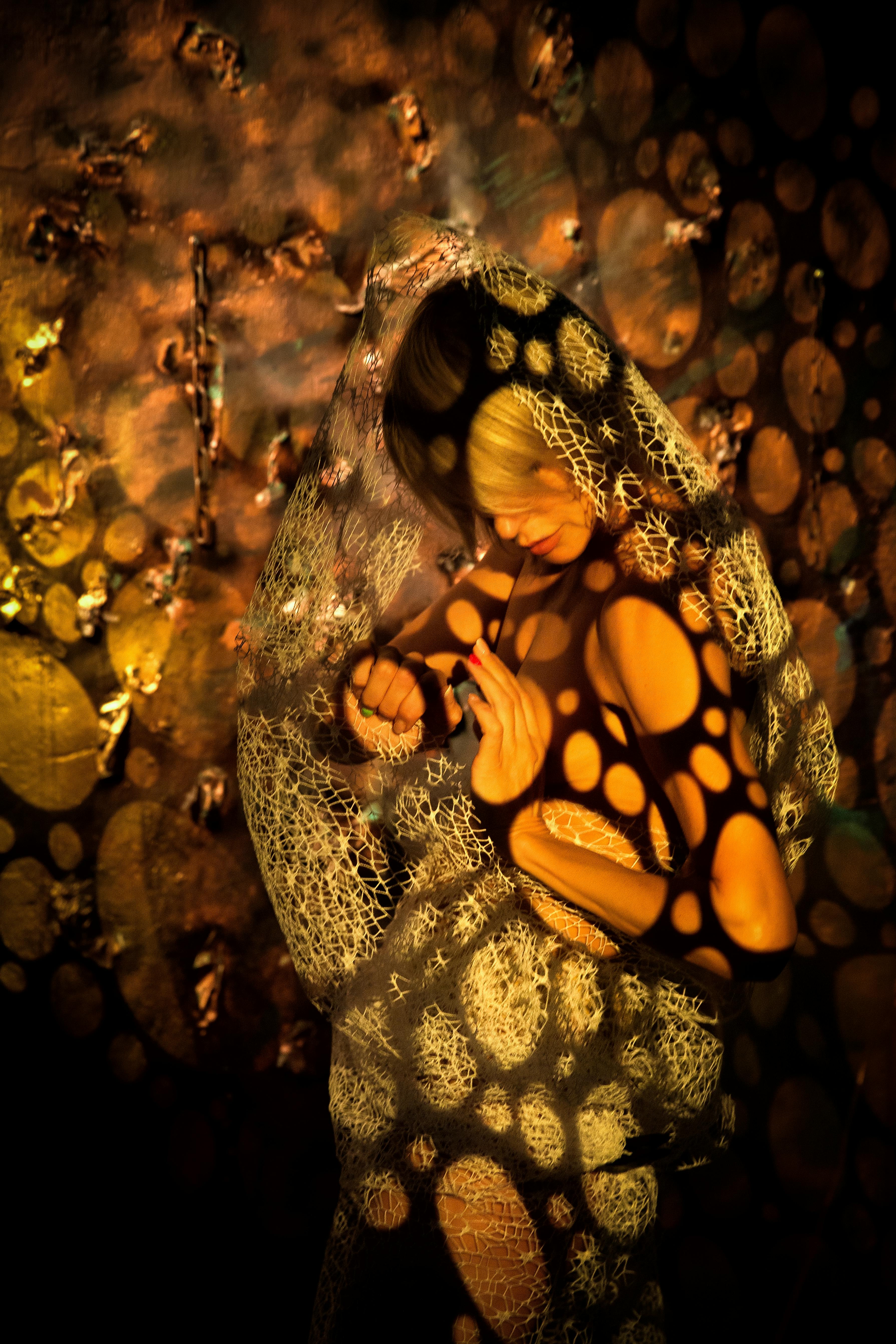 Artistic Portrait with Lace and Shadows · Free Stock Photo