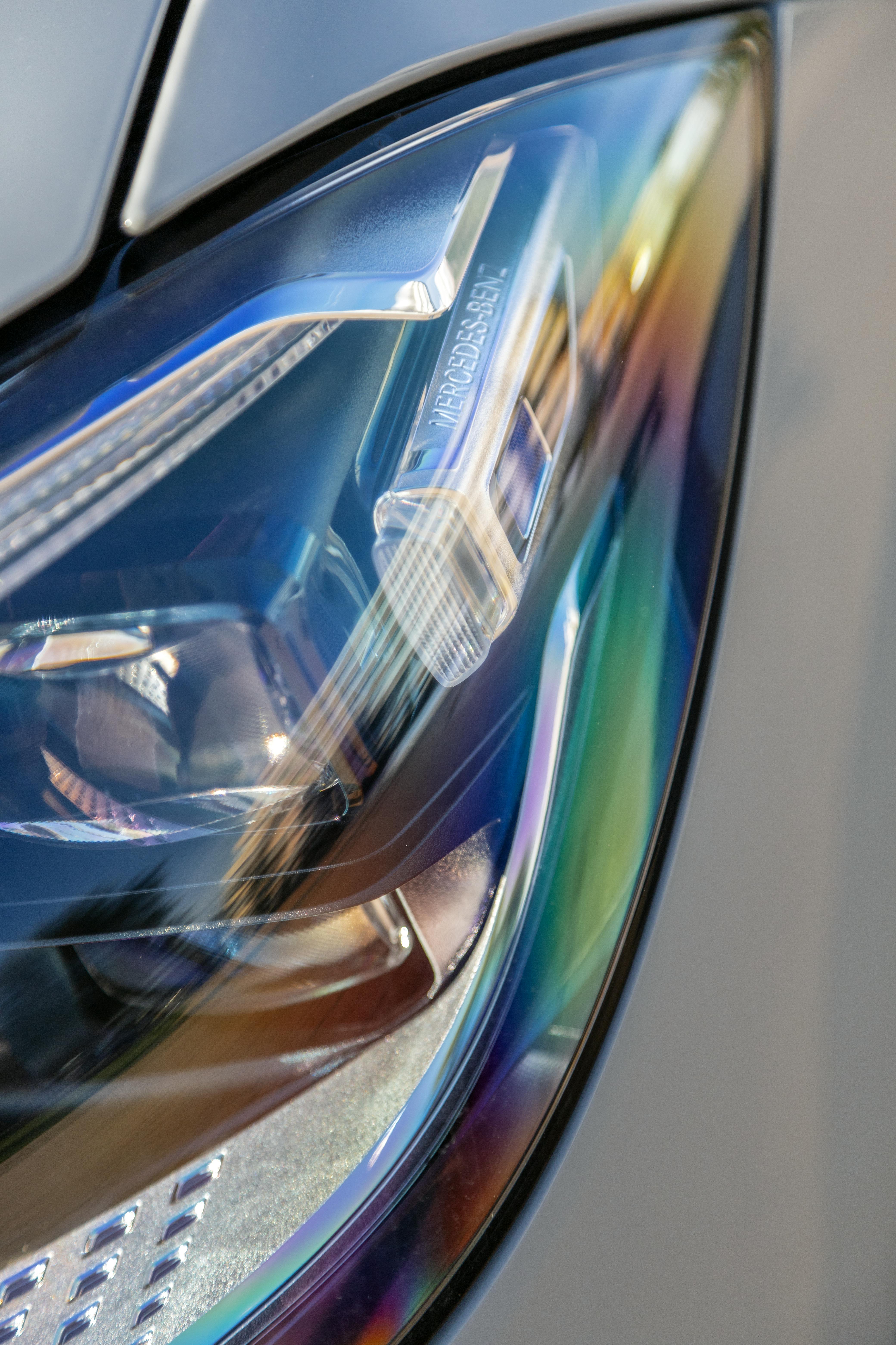 Close-Up of Mercedes Benz Headlight · Free Stock Photo