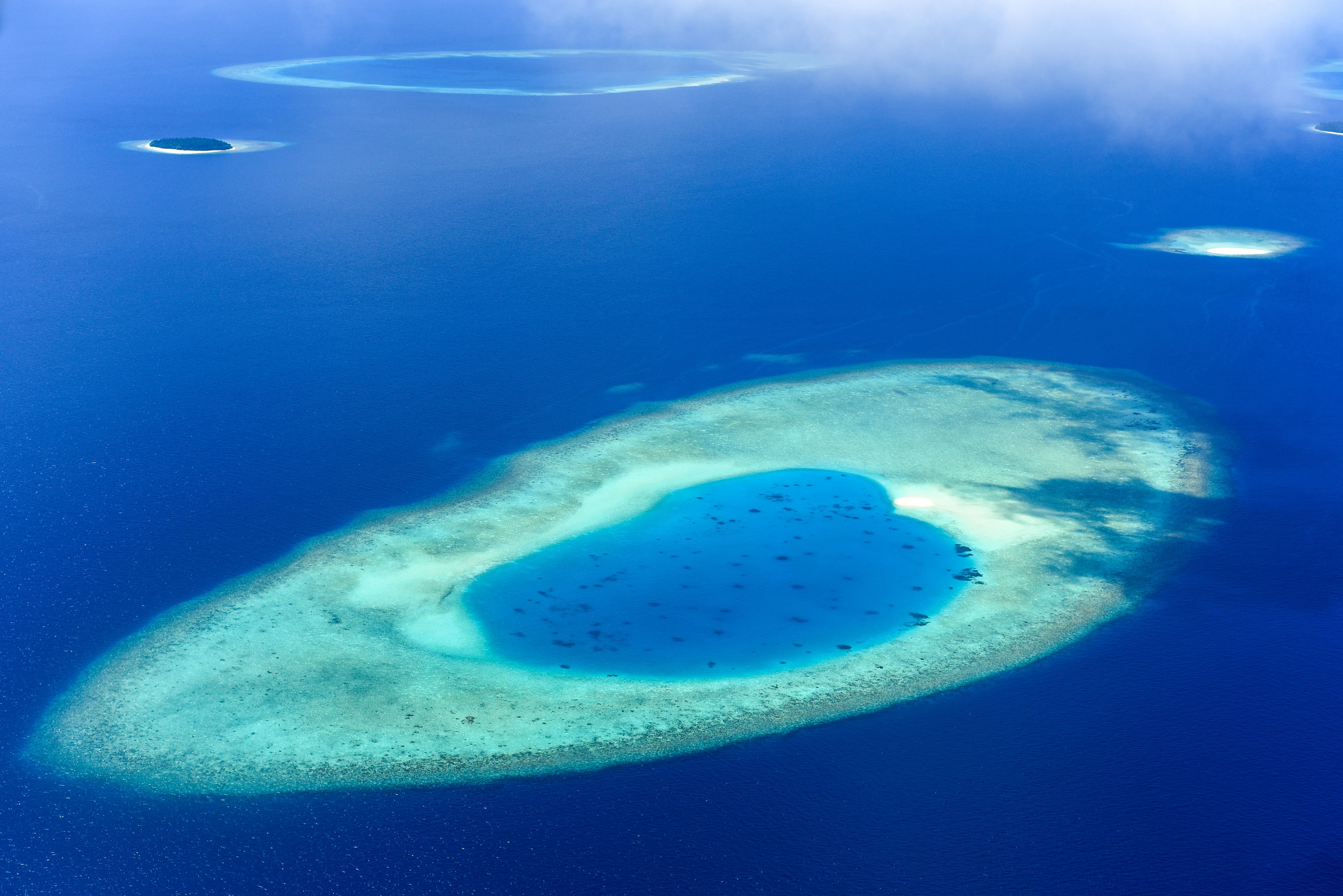 Aerial View of Tropical Island Atoll · Free Stock Photo