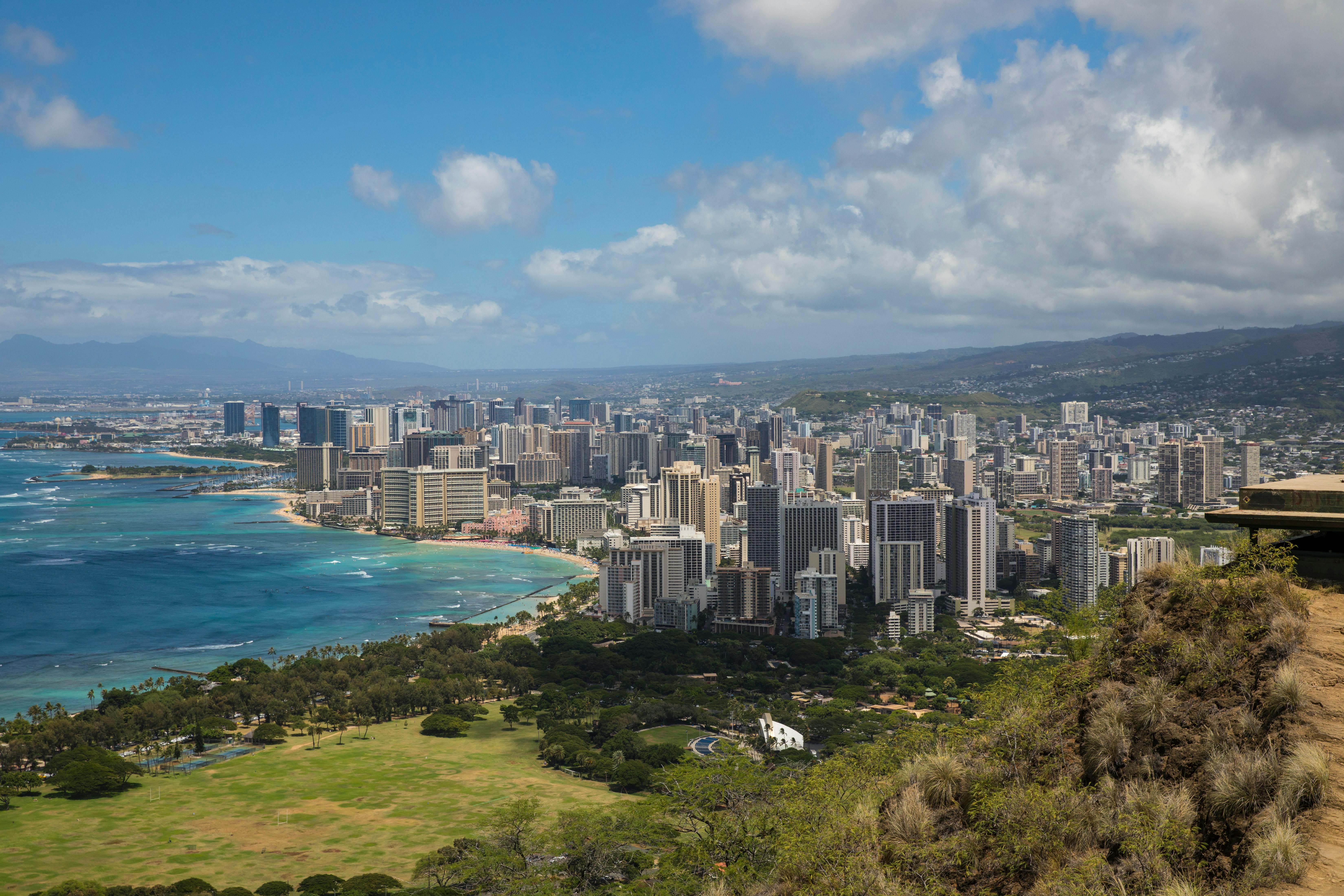 Panoramic View of Honolulu Skyline from Diamond Head · Free Stock Photo