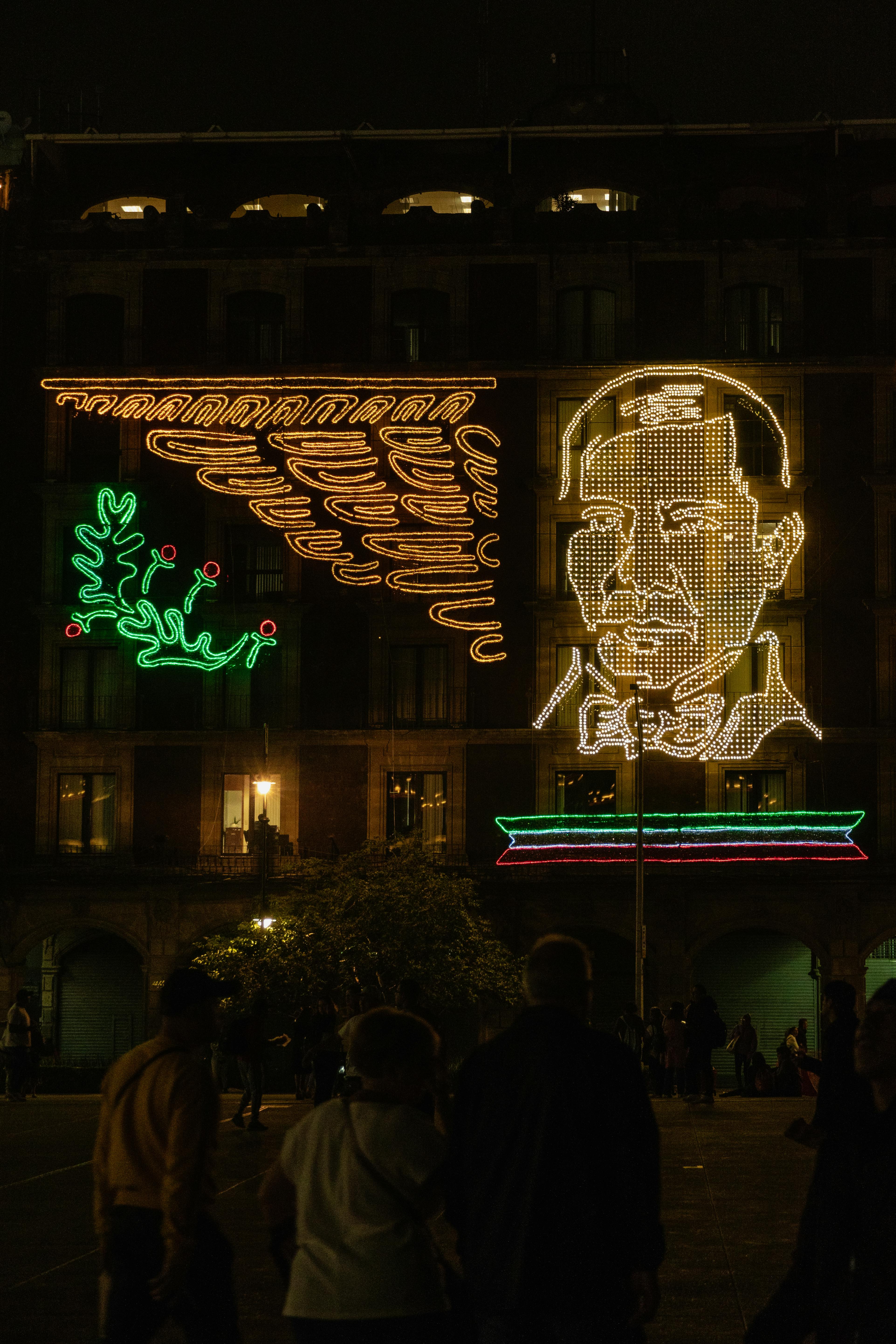 Illuminated Mexican Independence Day Display in CDMX · Free Stock Photo
