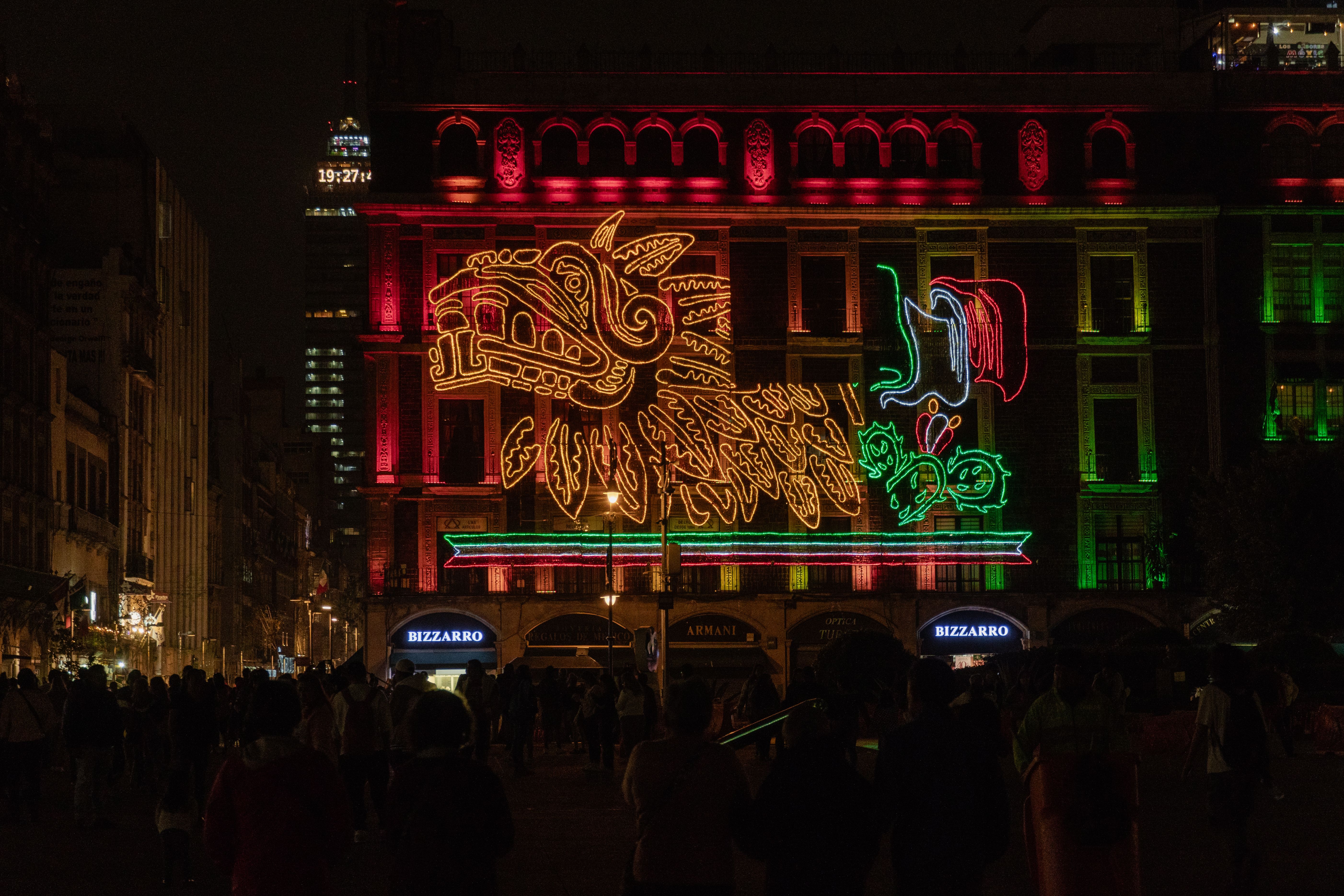 Illuminated Building in Mexico City at Night · Free Stock Photo