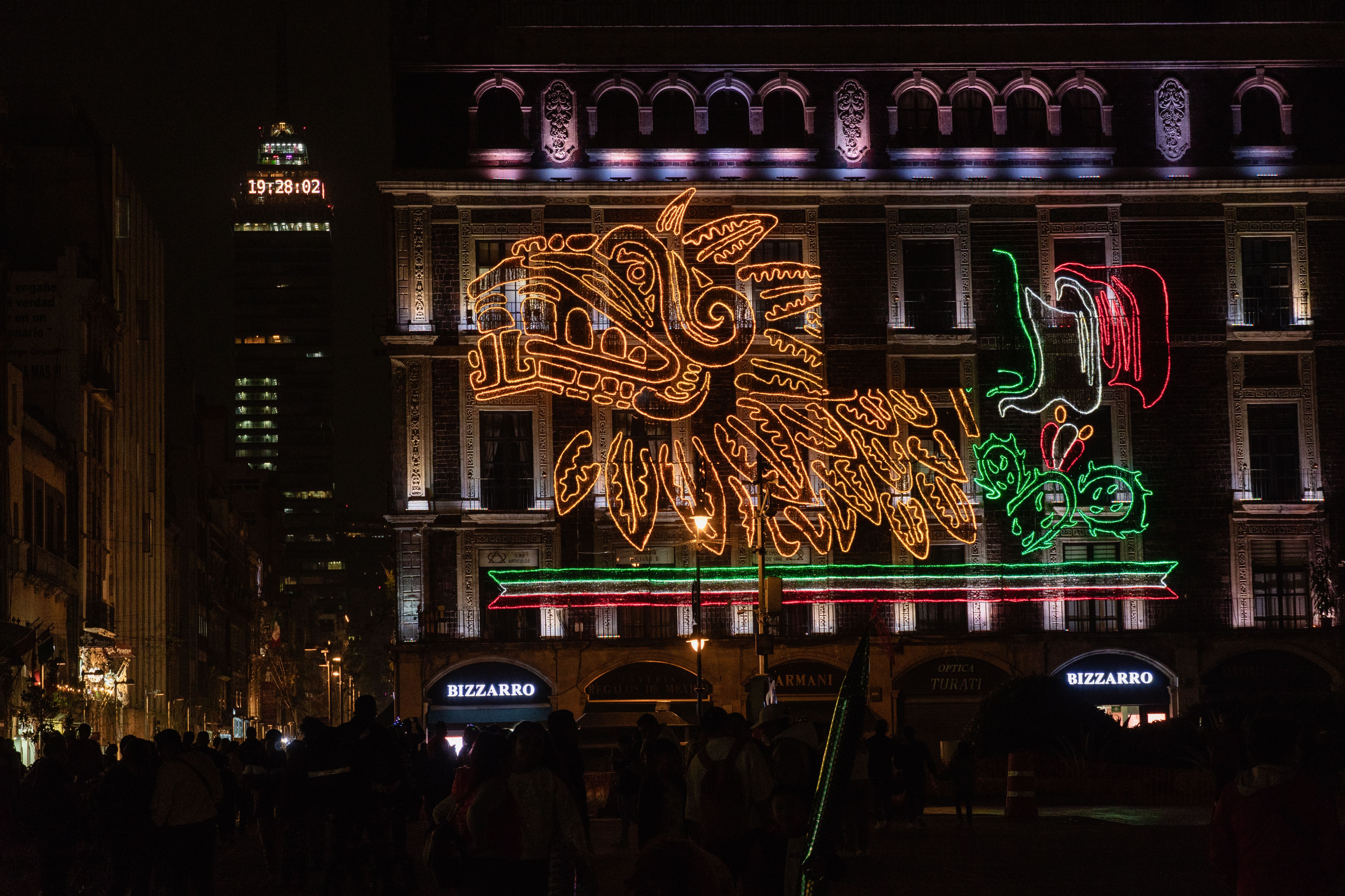 Mexico City Night Celebration with Neon Lights · Free Stock Photo