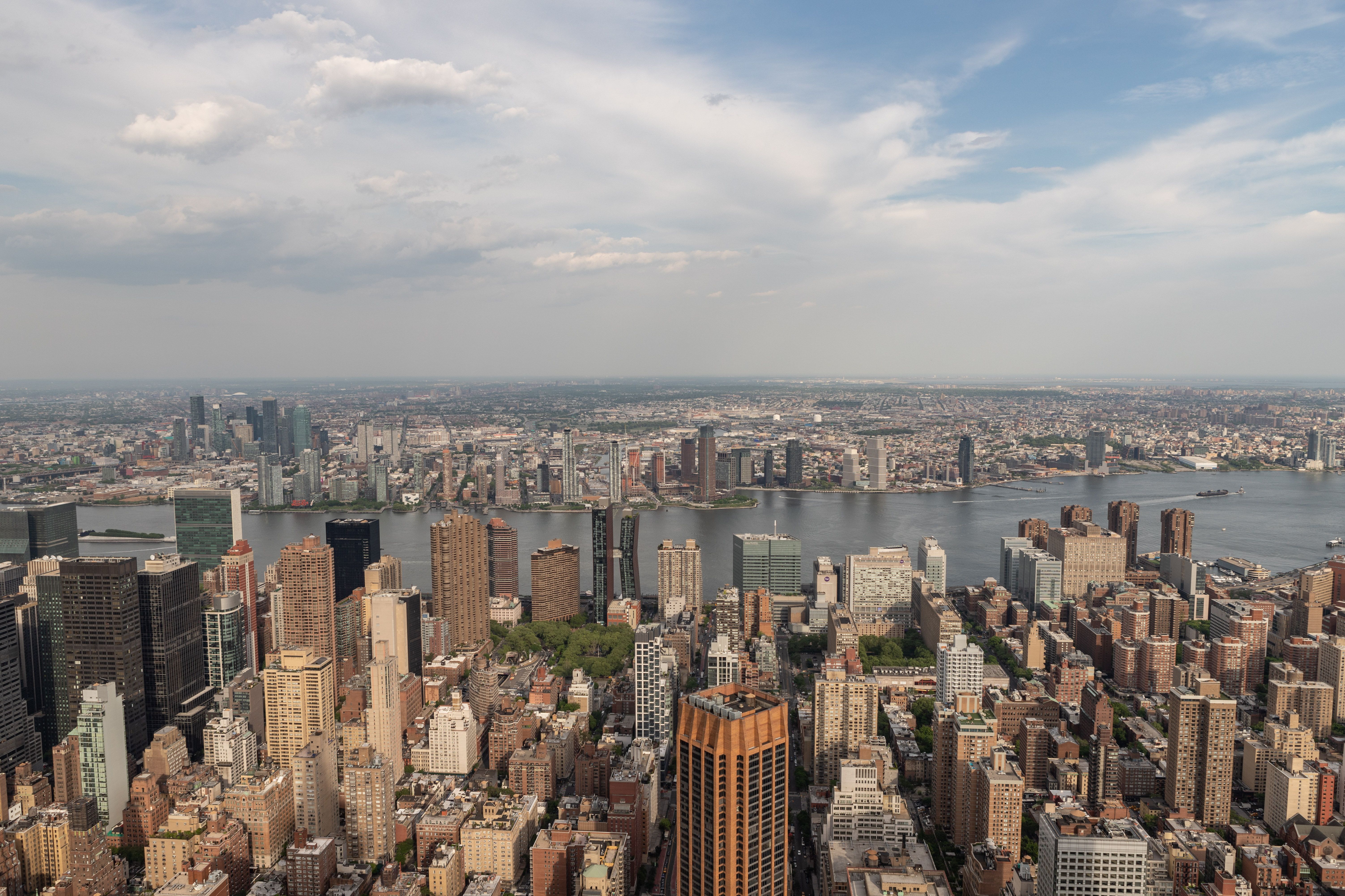 Aerial View of Manhattan Skyline and East River · Free Stock Photo