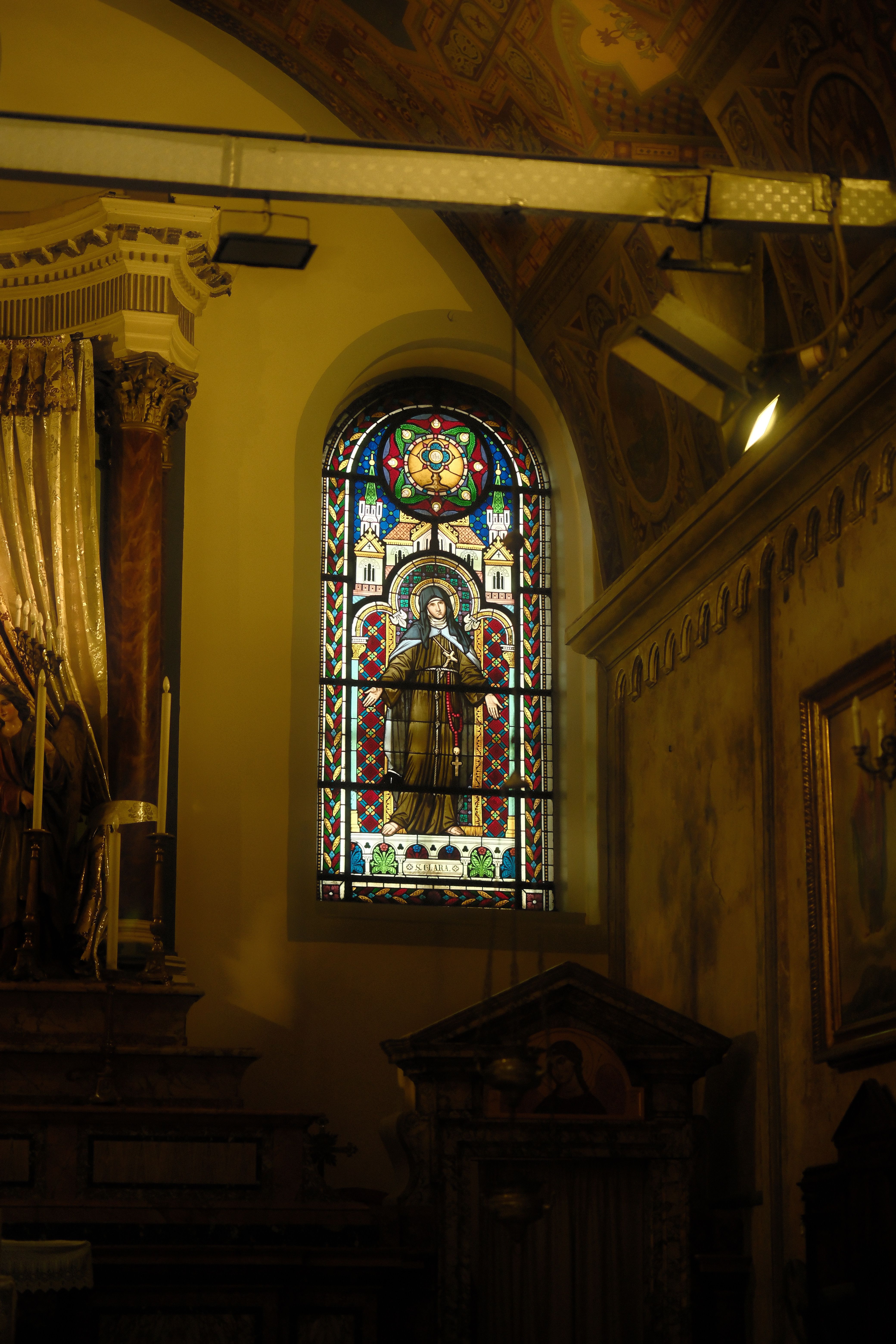 Stained Glass Window in Historic Church Interior · Free Stock Photo