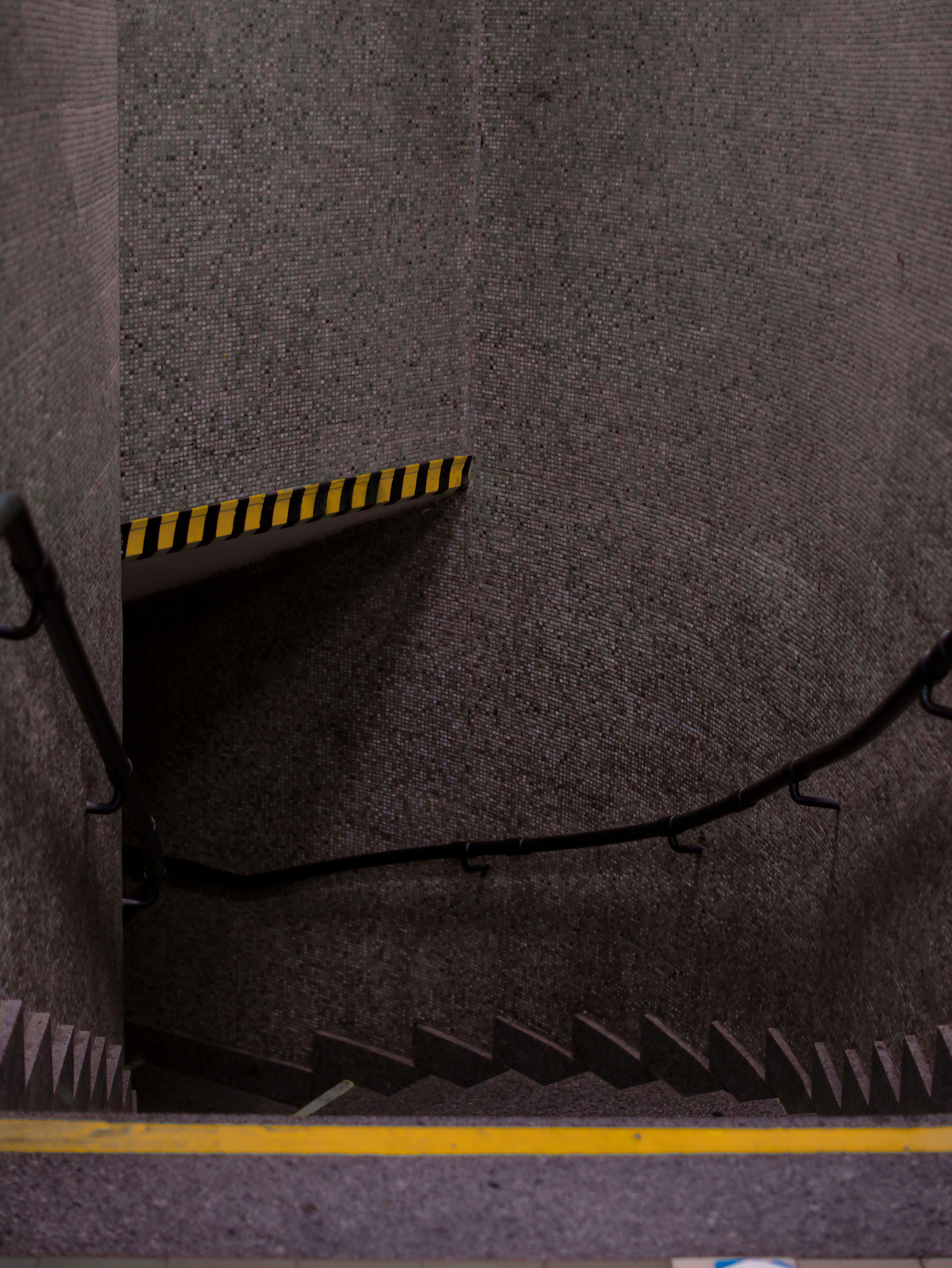 Mysterious Staircase with Warning Signs · Free Stock Photo