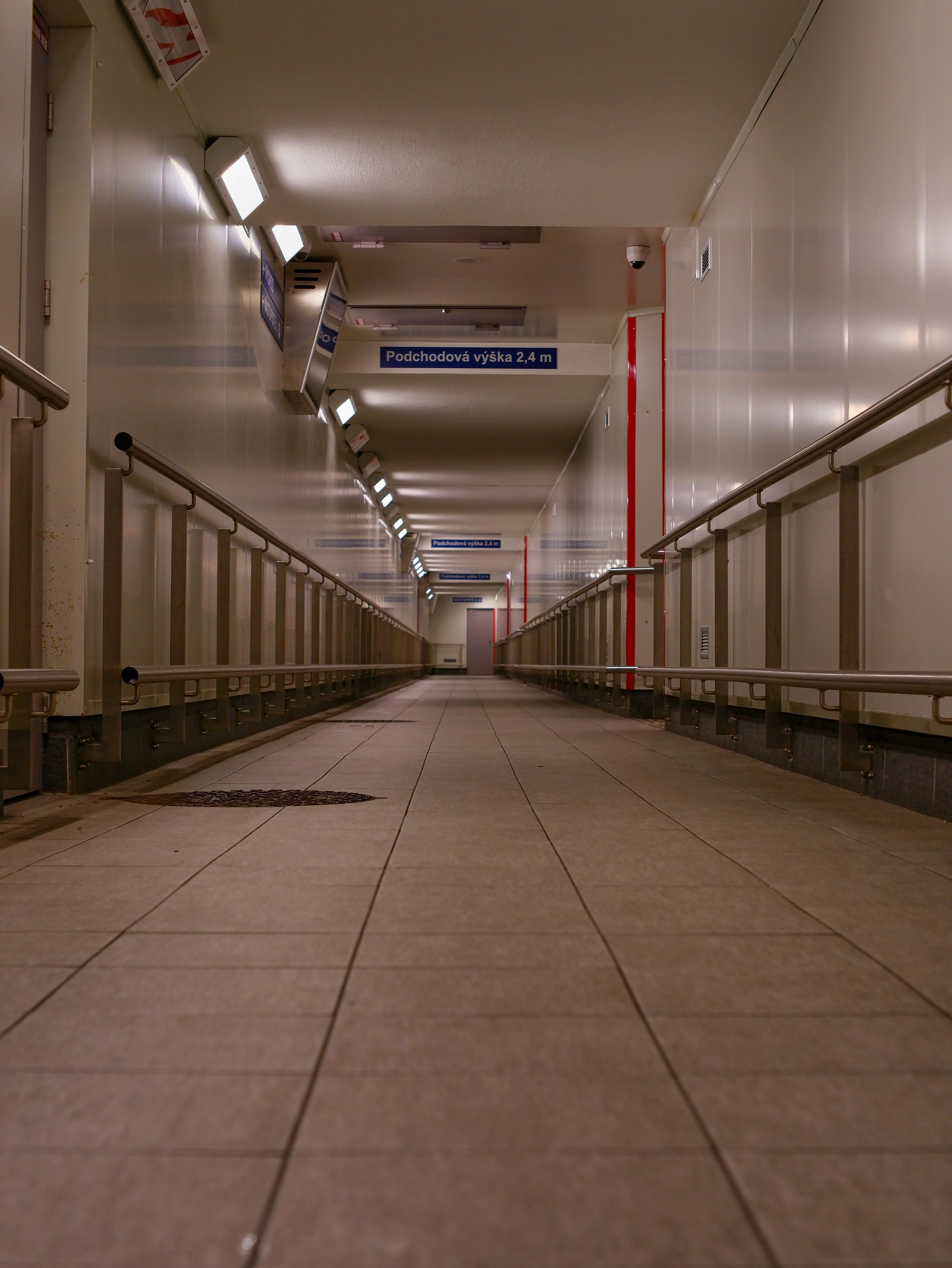 Long Underground Passageway with Lighting · Free Stock Photo