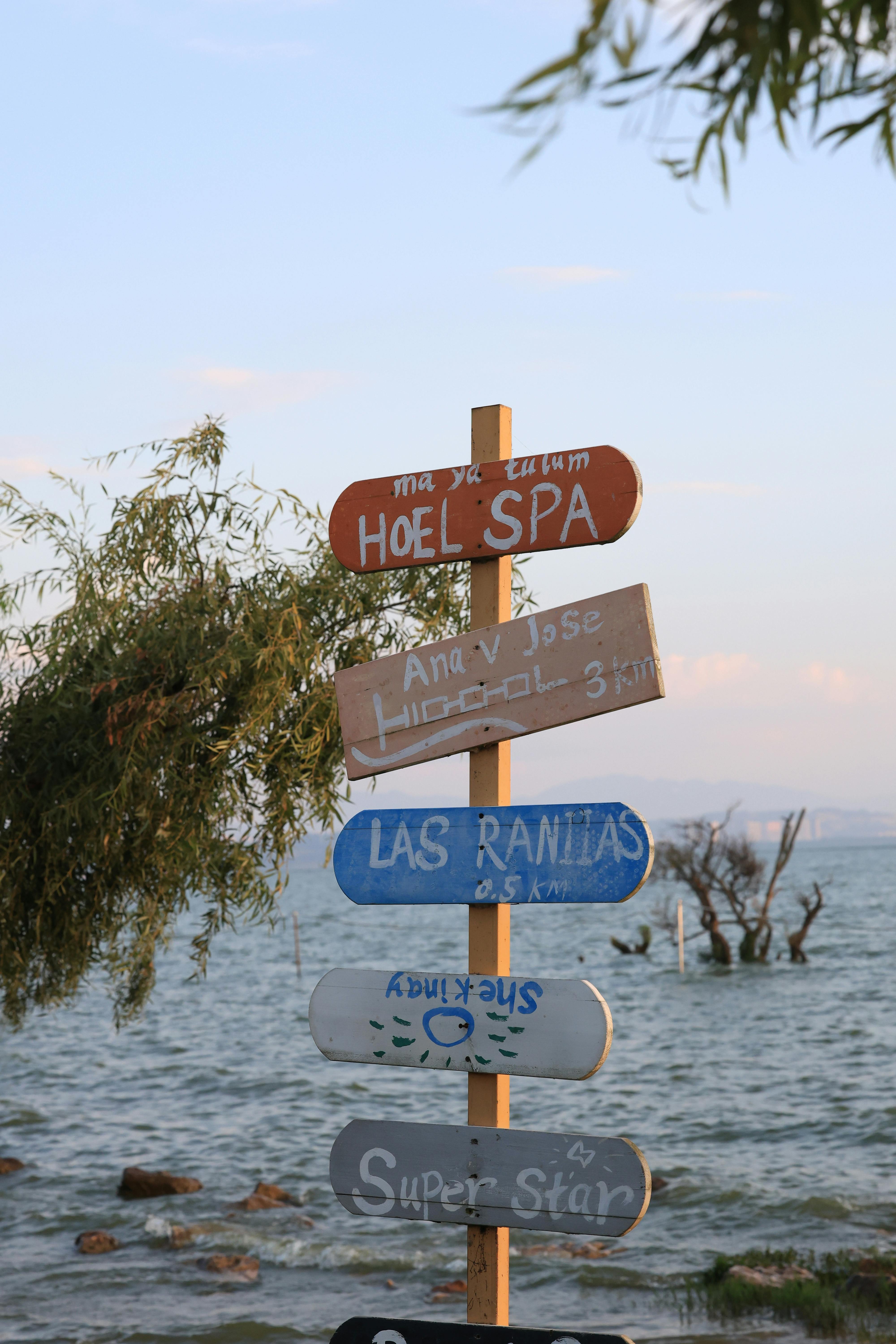 A sign pointing to different destinations in spain · Free Stock Photo