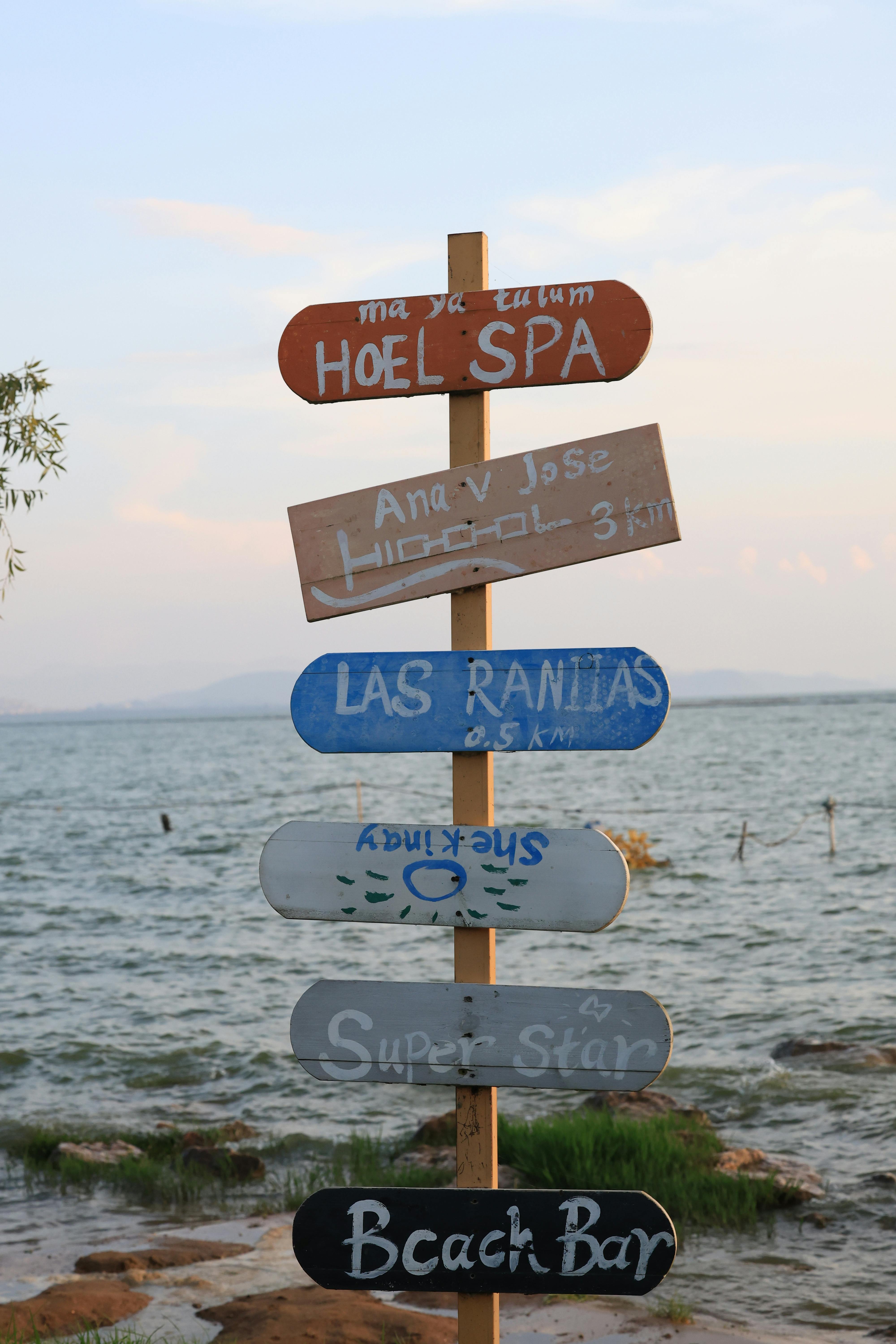 Colorful Wooden Signpost by the Seaside · Free Stock Photo