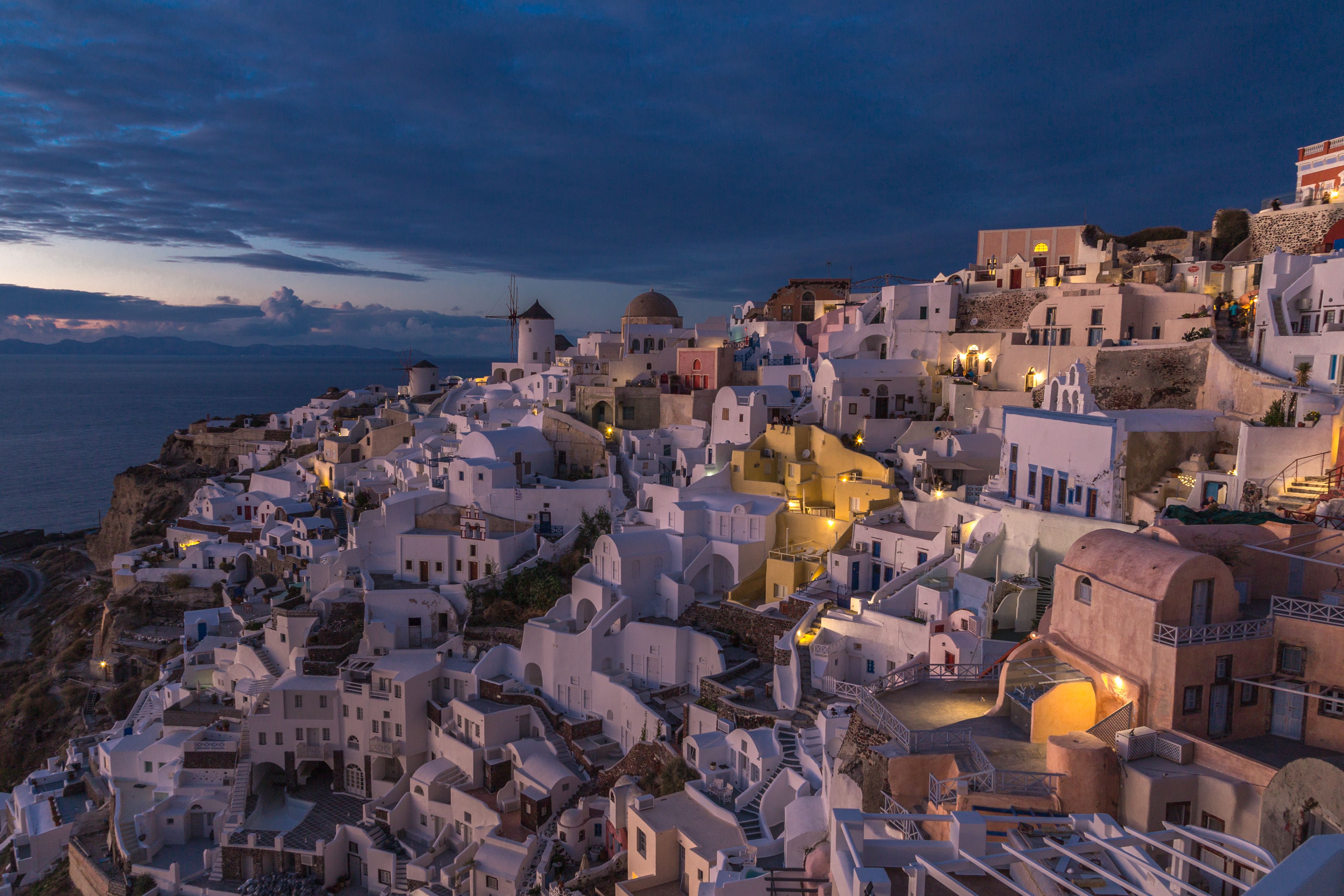 Stunning Sunset View of Fira, Santorini · Free Stock Photo