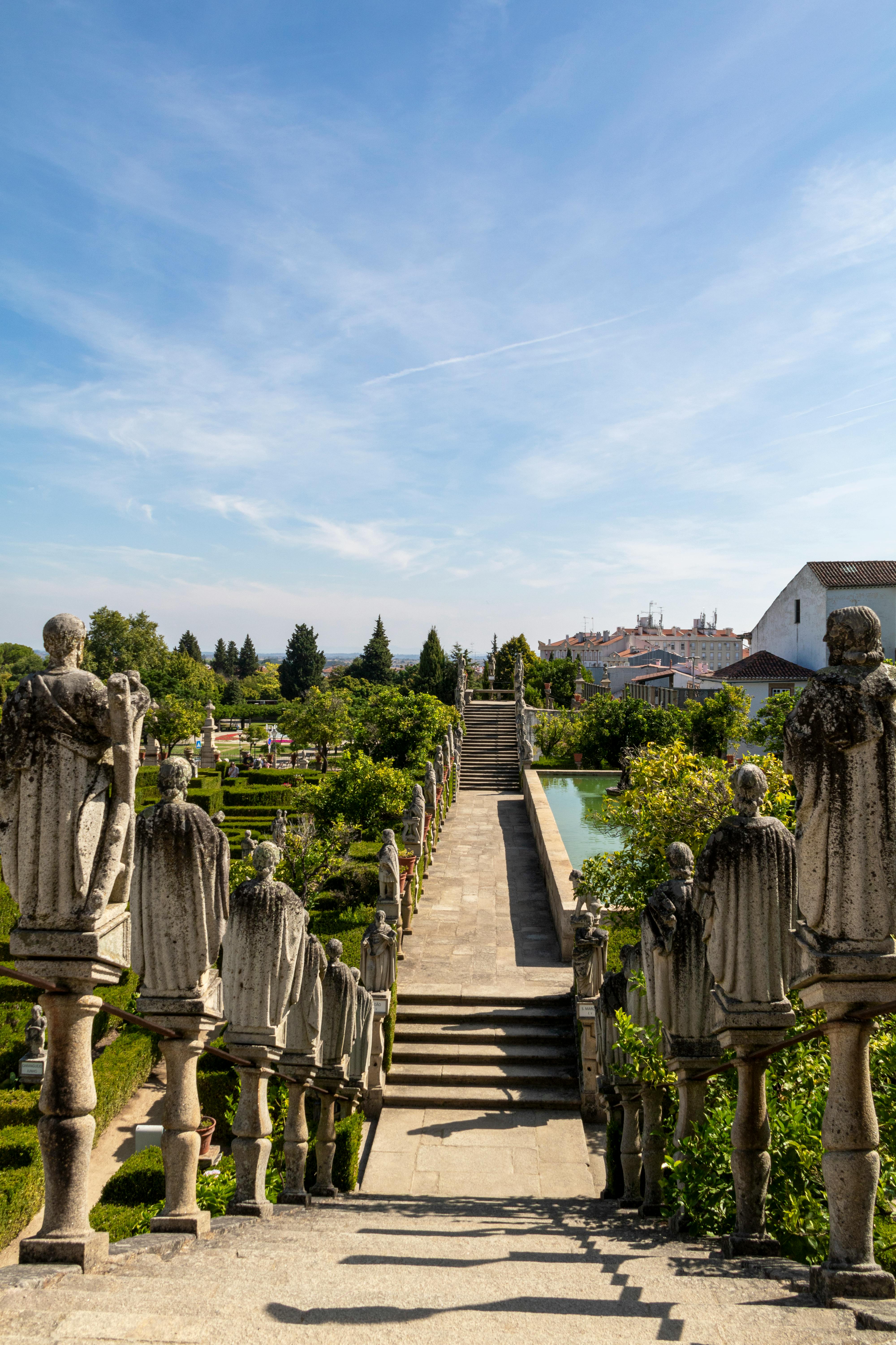 Historic Garden Terrace with Stone Statues · Free Stock Photo