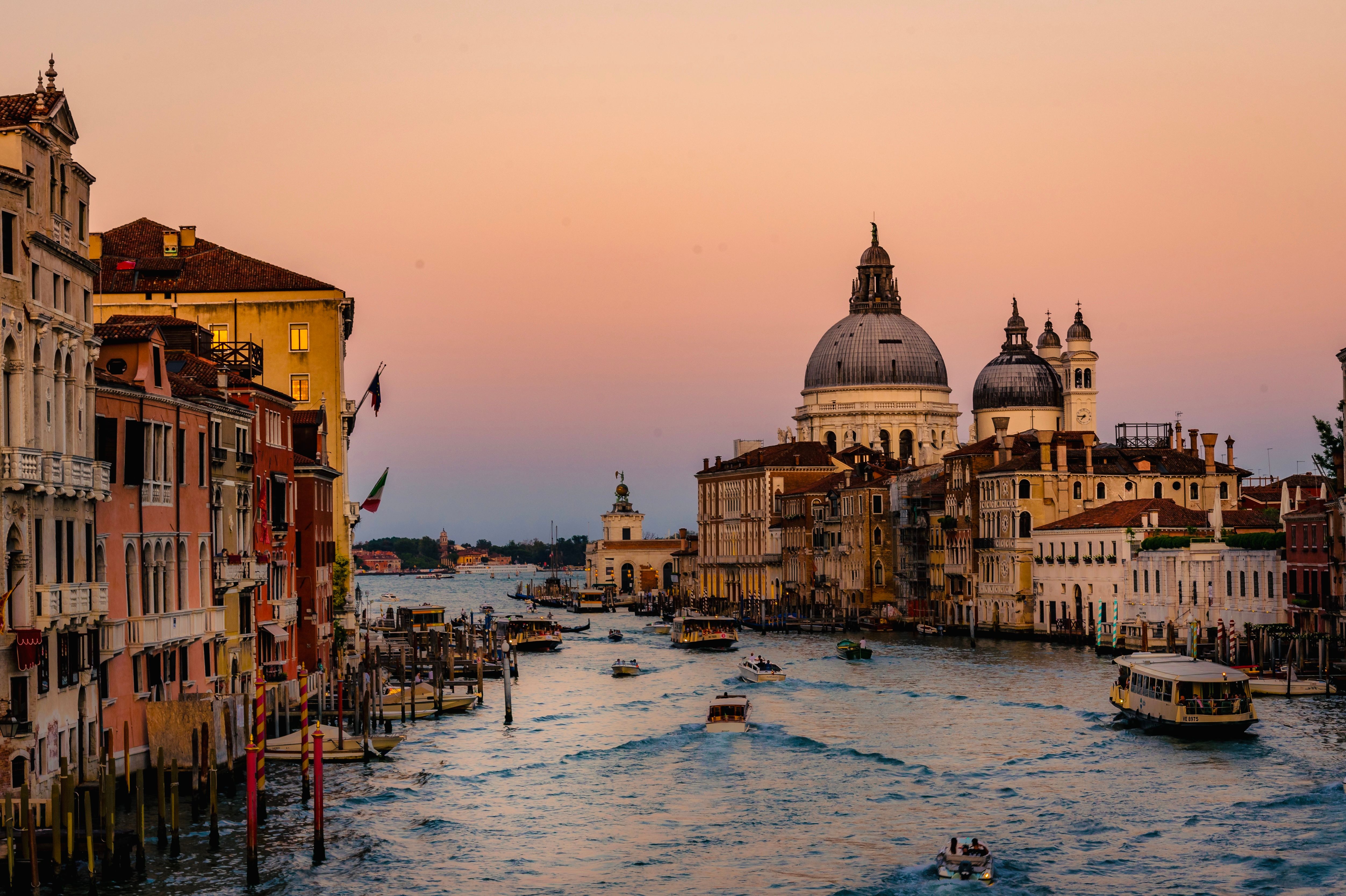 Sunset View of Venice Grand Canal and Basilica · Free Stock Photo