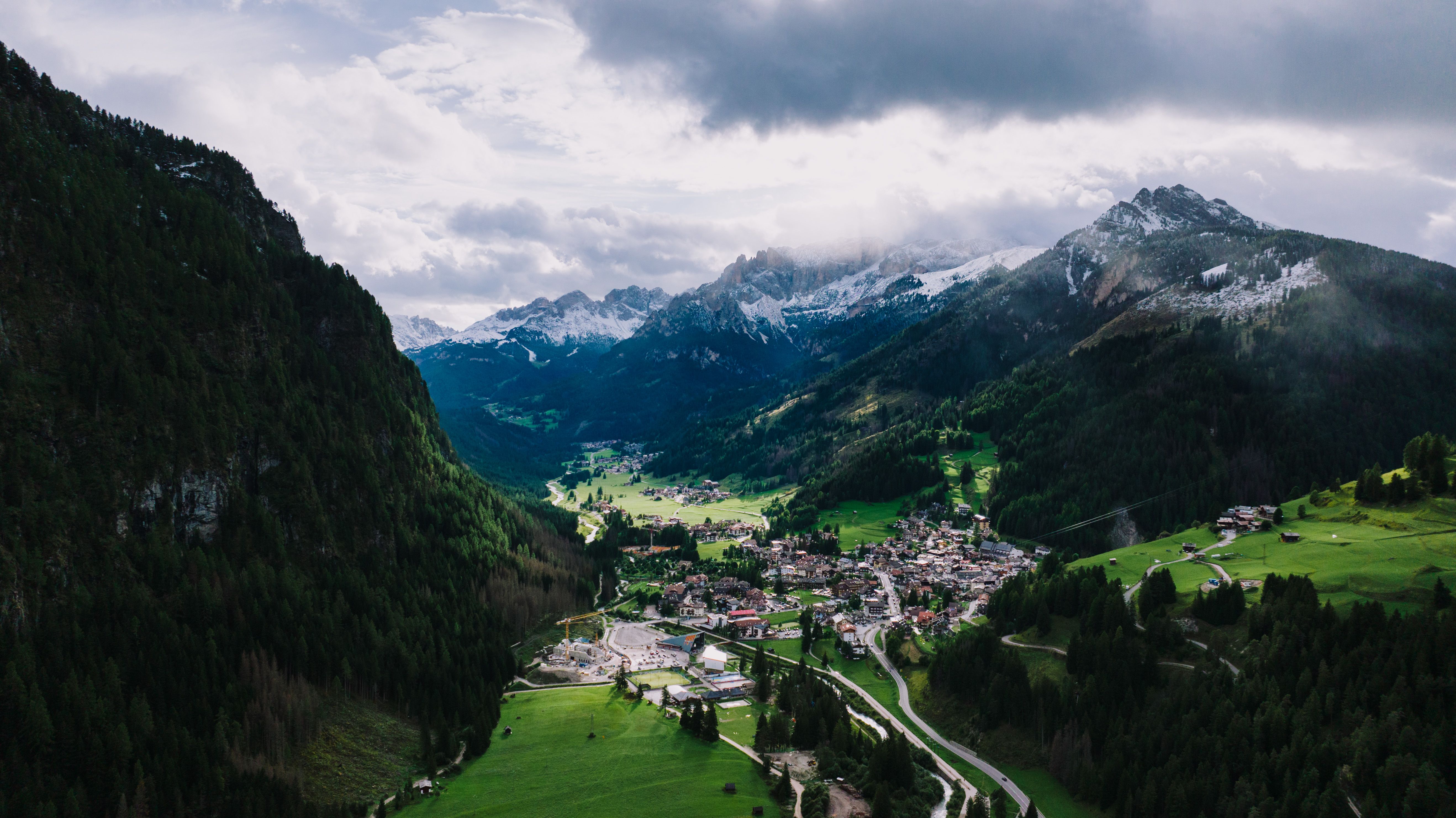 Aerial View of Canazei in Italian Alps · Free Stock Photo