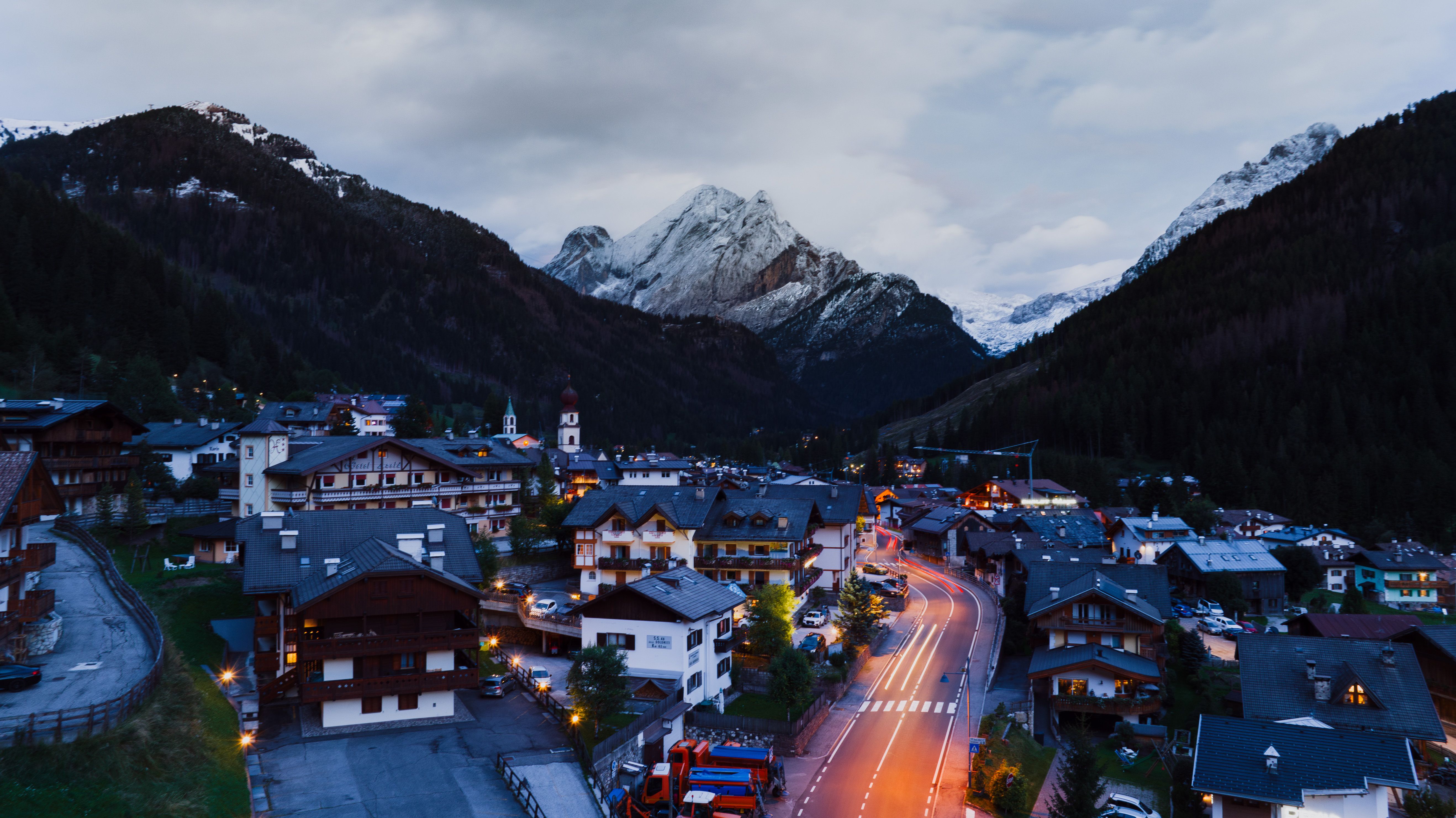 Twilight View of Canazei in Mountainous Trentino-Alto Adige · Free ...