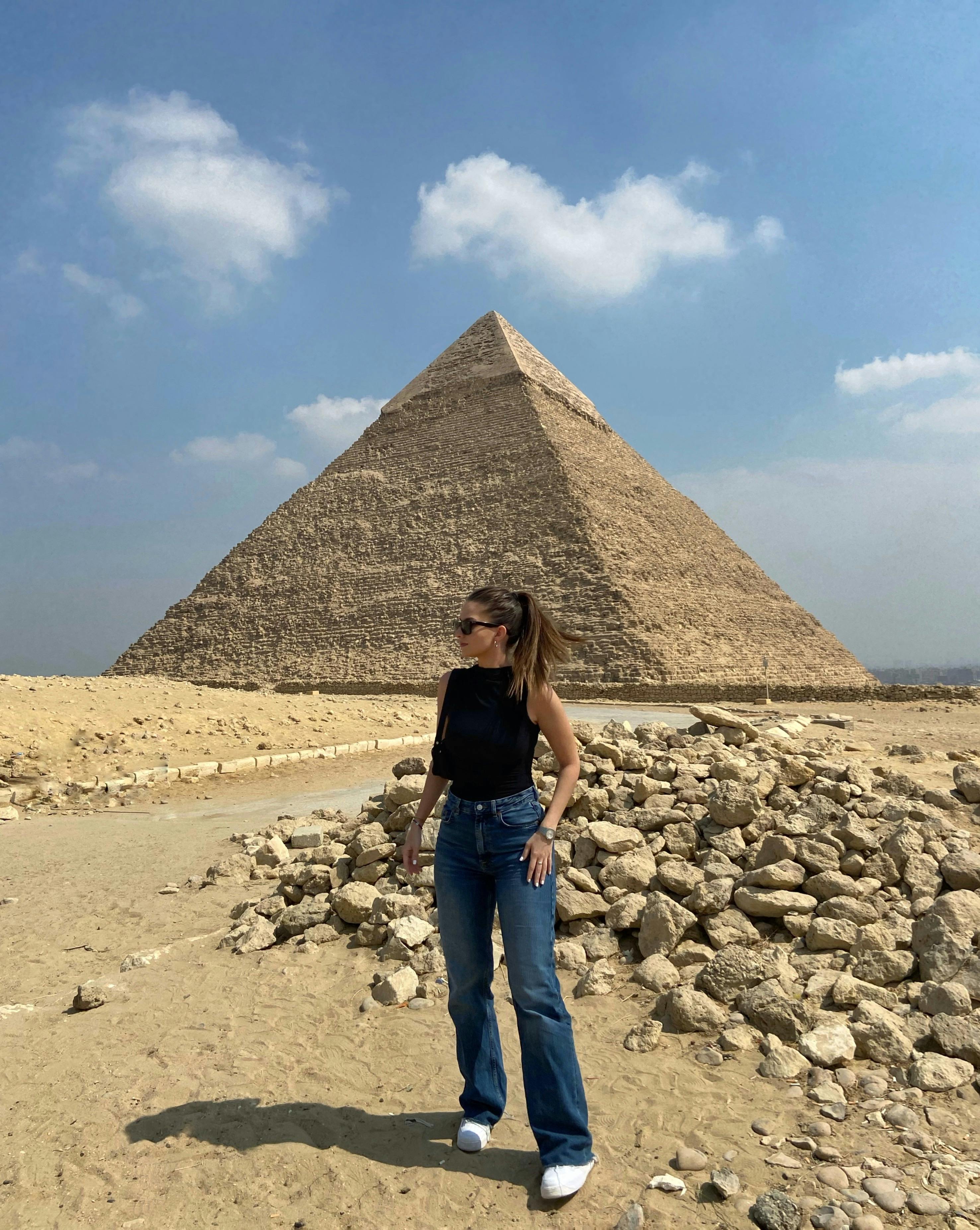 Ancient stone pyramids in dry sandy desert · Free Stock Photo