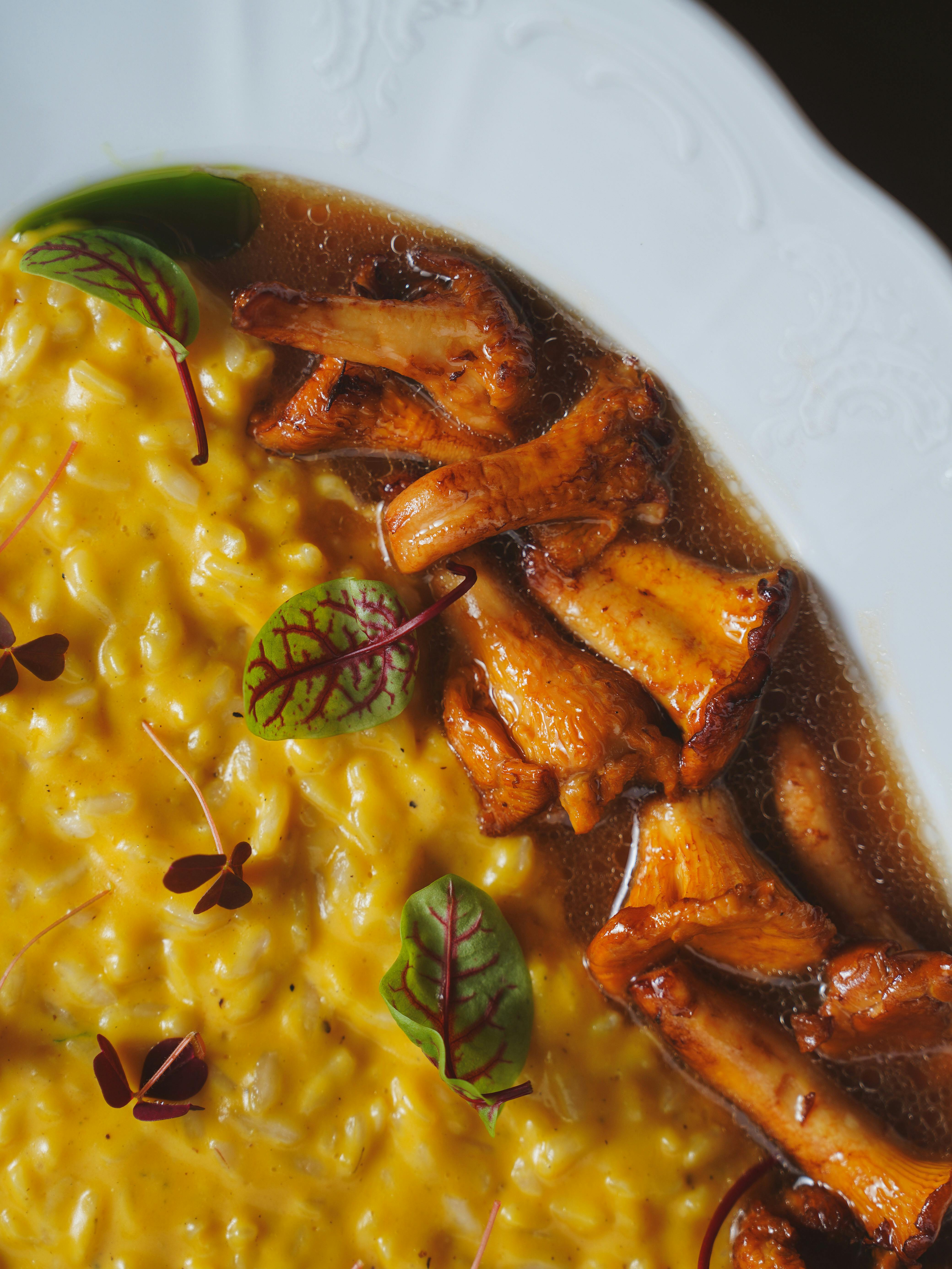 Creamy Saffron Risotto with Chanterelle Mushrooms · Free Stock Photo