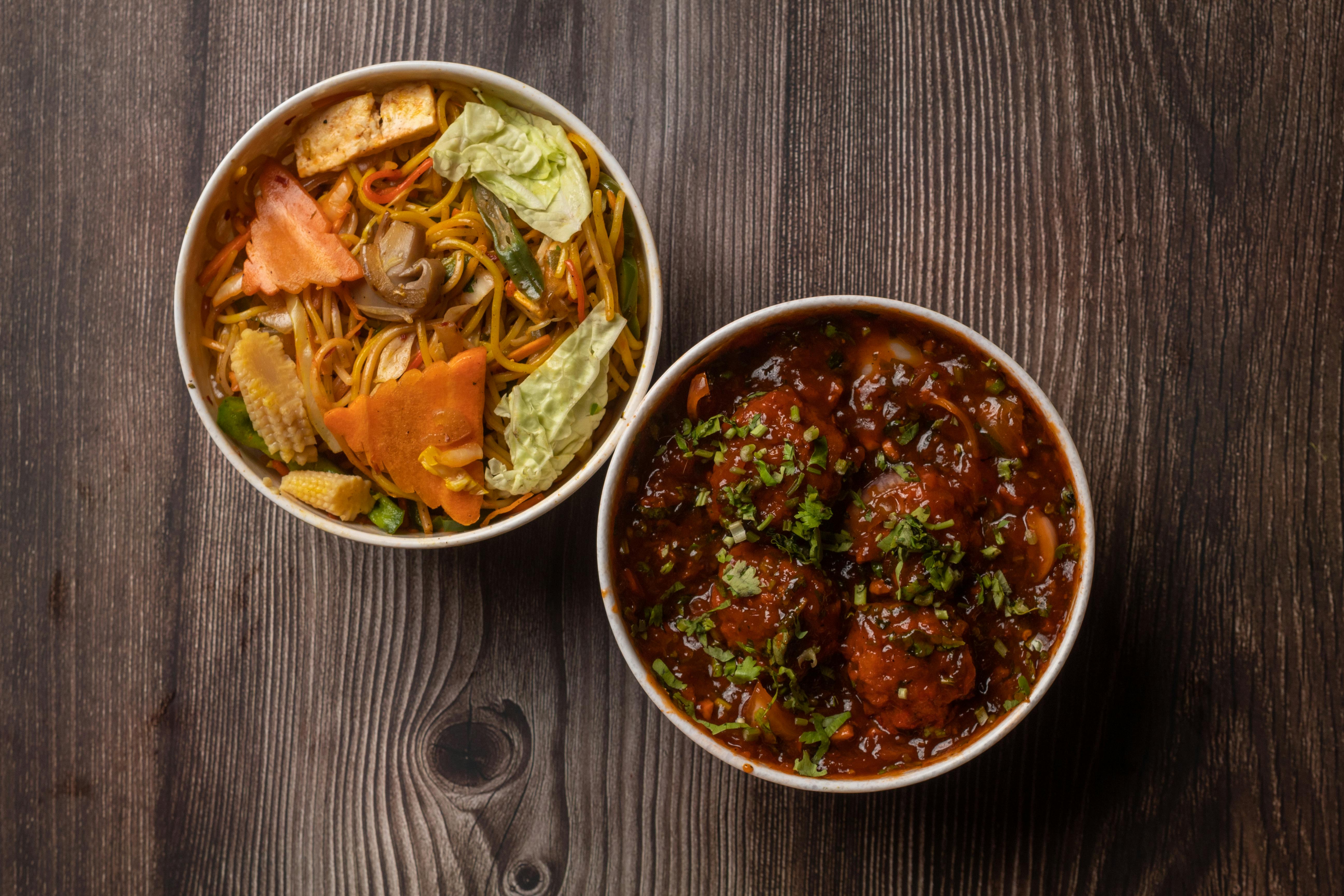 Delicious Indo-Chinese Dish Combo with Noodles and Manchurian · Free ...