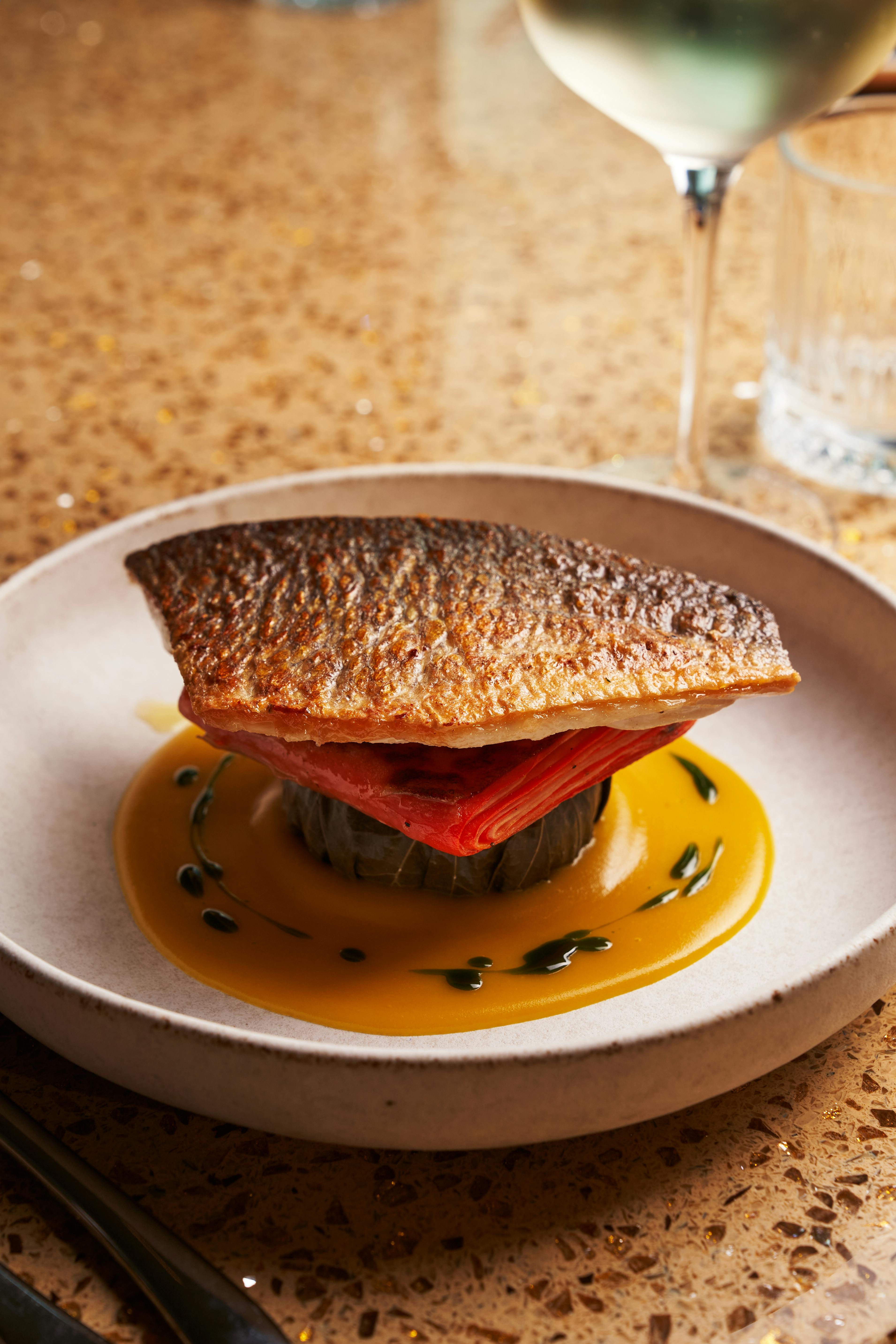 Gourmet Seared Fish Dish on Elegant Plate · Free Stock Photo