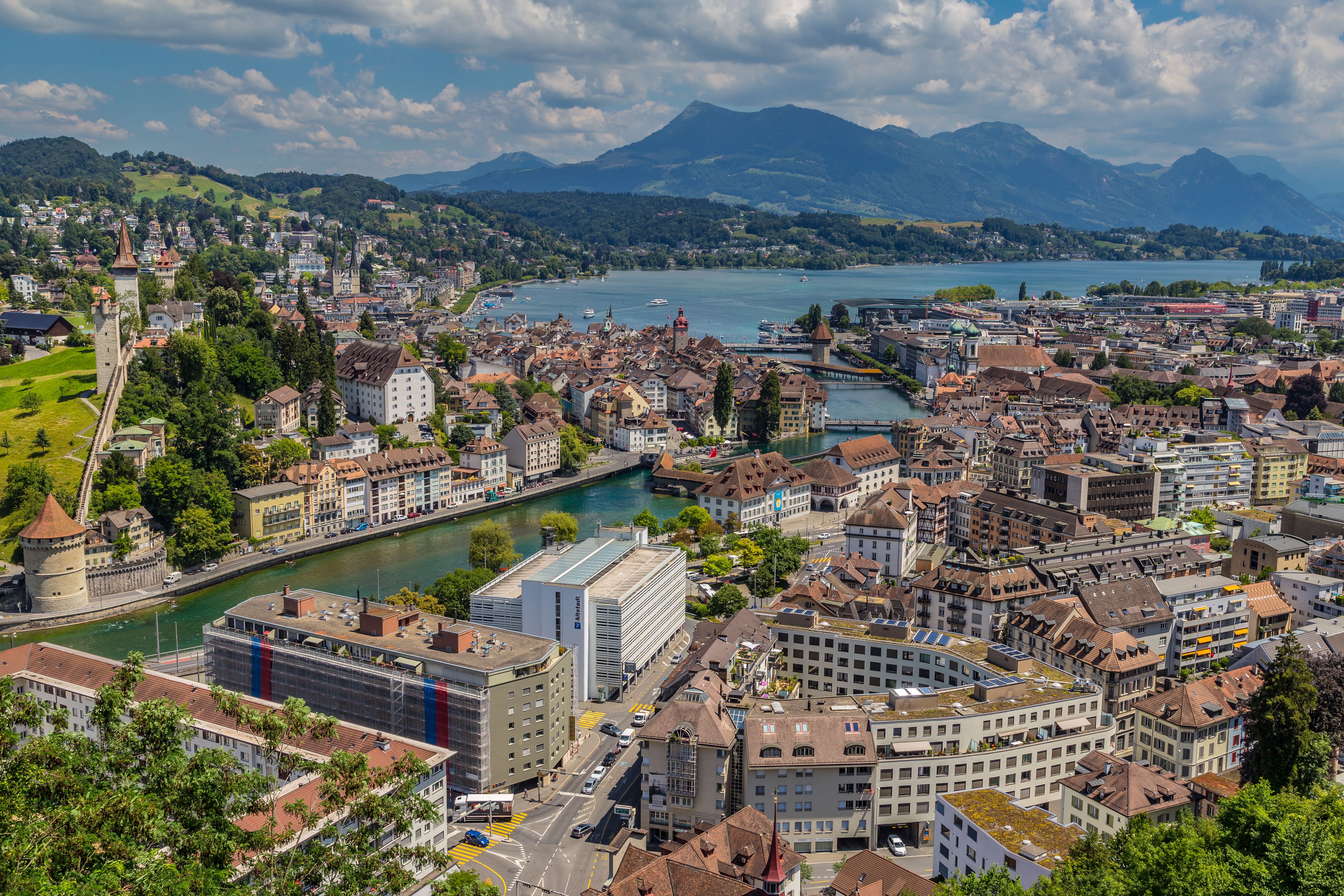 Vue Aérienne De Lucerne, L'architecture Pittoresque De La Suisse ...