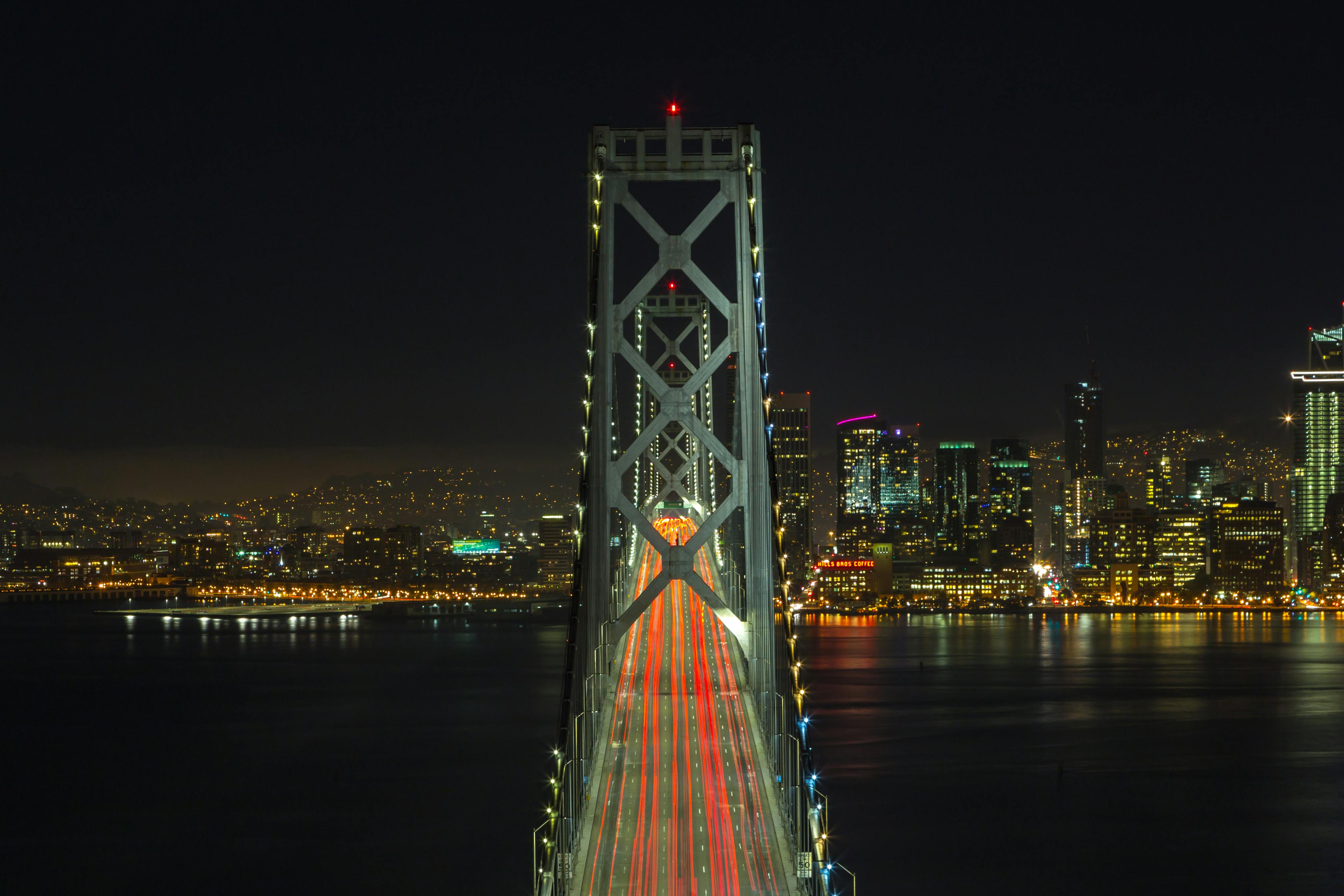 Light Rays on Bridge during Nighttime · Free Stock Photo