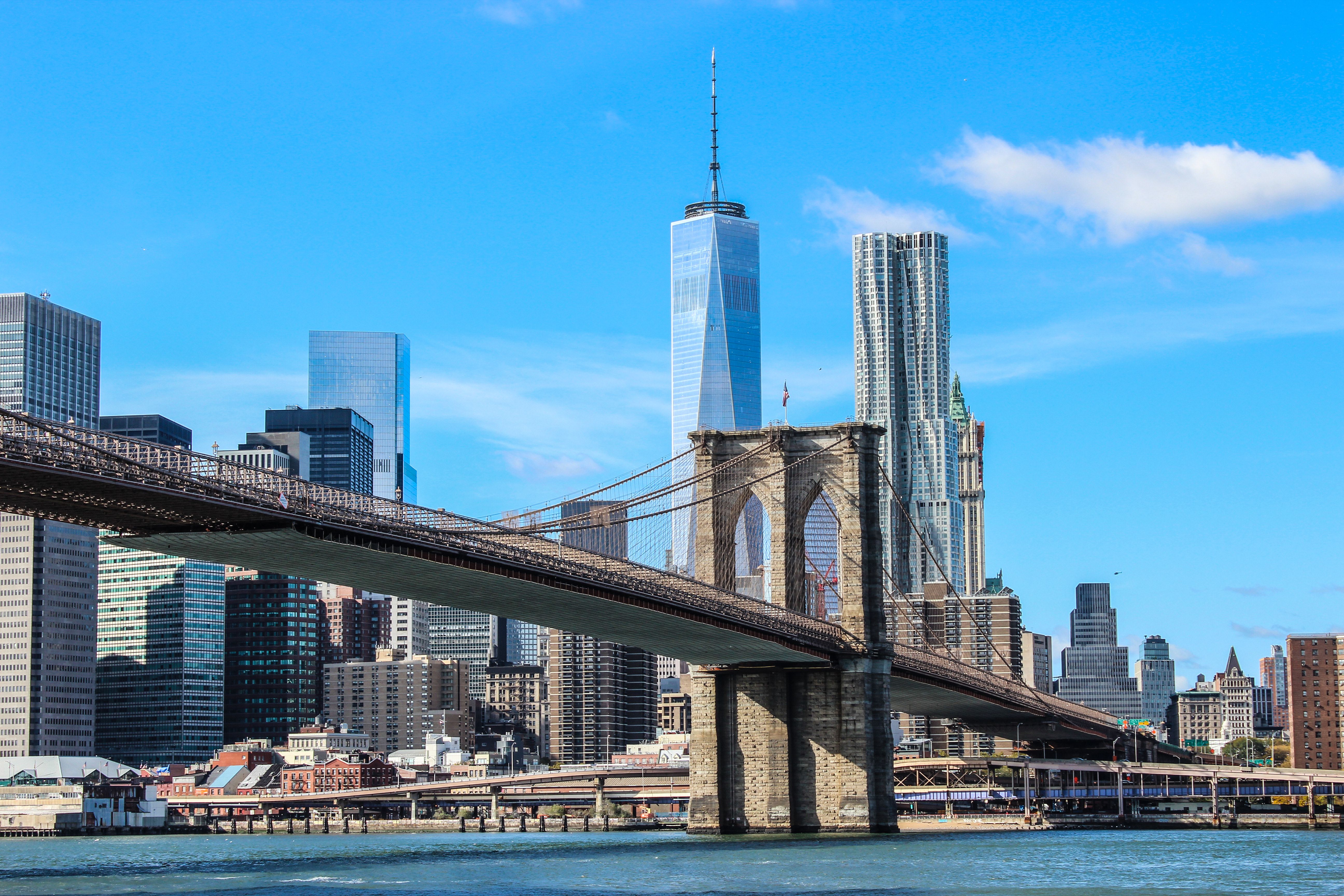 Vista Panorámica Del Puente De Brooklyn Y El Horizonte De Nueva York ...