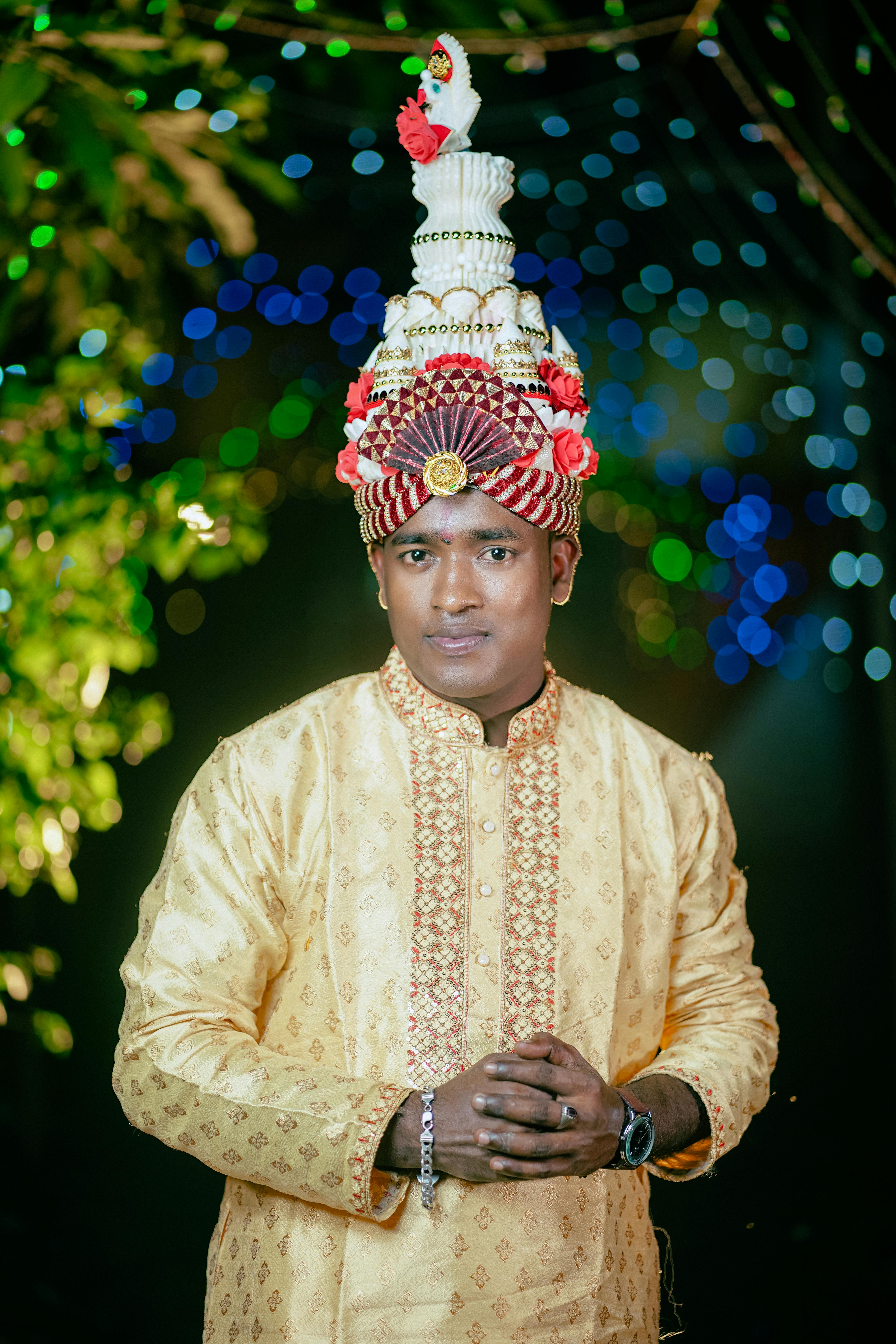 Traditional Bengali Groom in Wedding Attire · Free Stock Photo