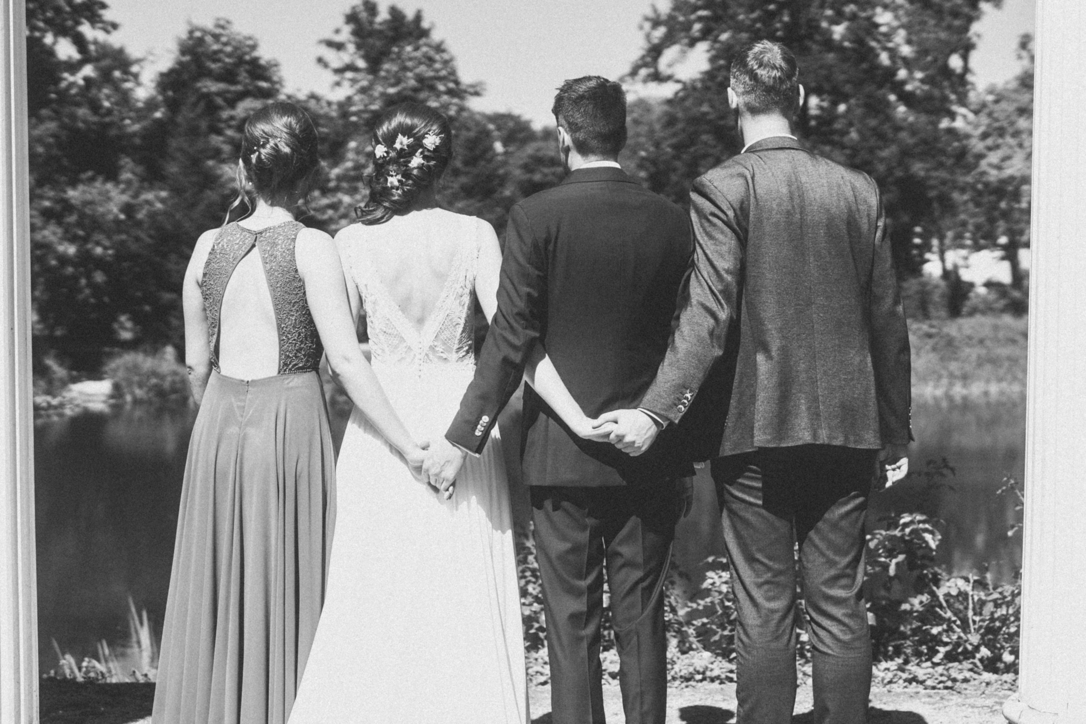 Elegant Outdoor Wedding Party Back View · Free Stock Photo