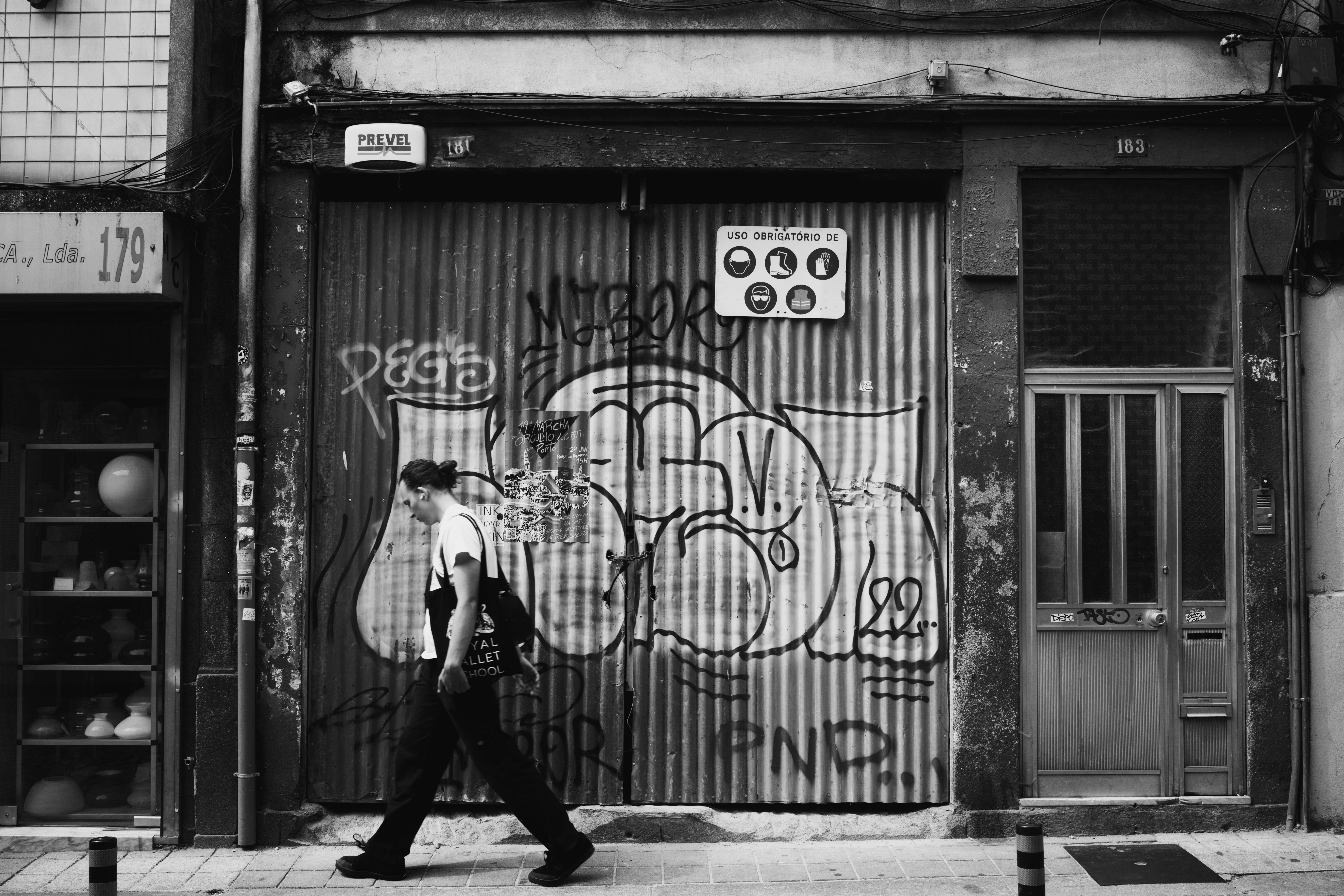 Black and White Urban Graffiti Street Scene · Free Stock Photo