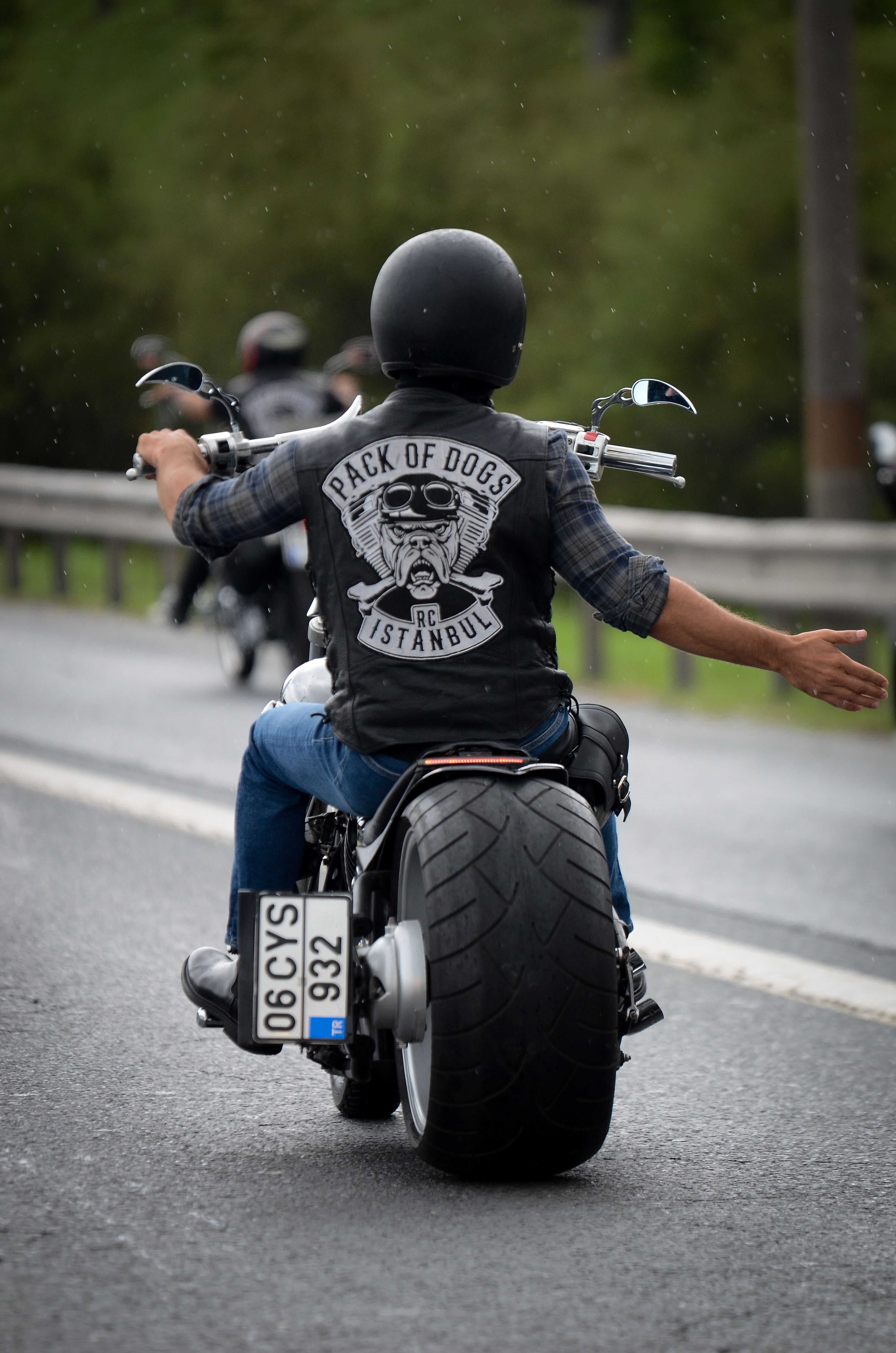 Biker Riding on İstanbul Road with Club Vest · Free Stock Photo