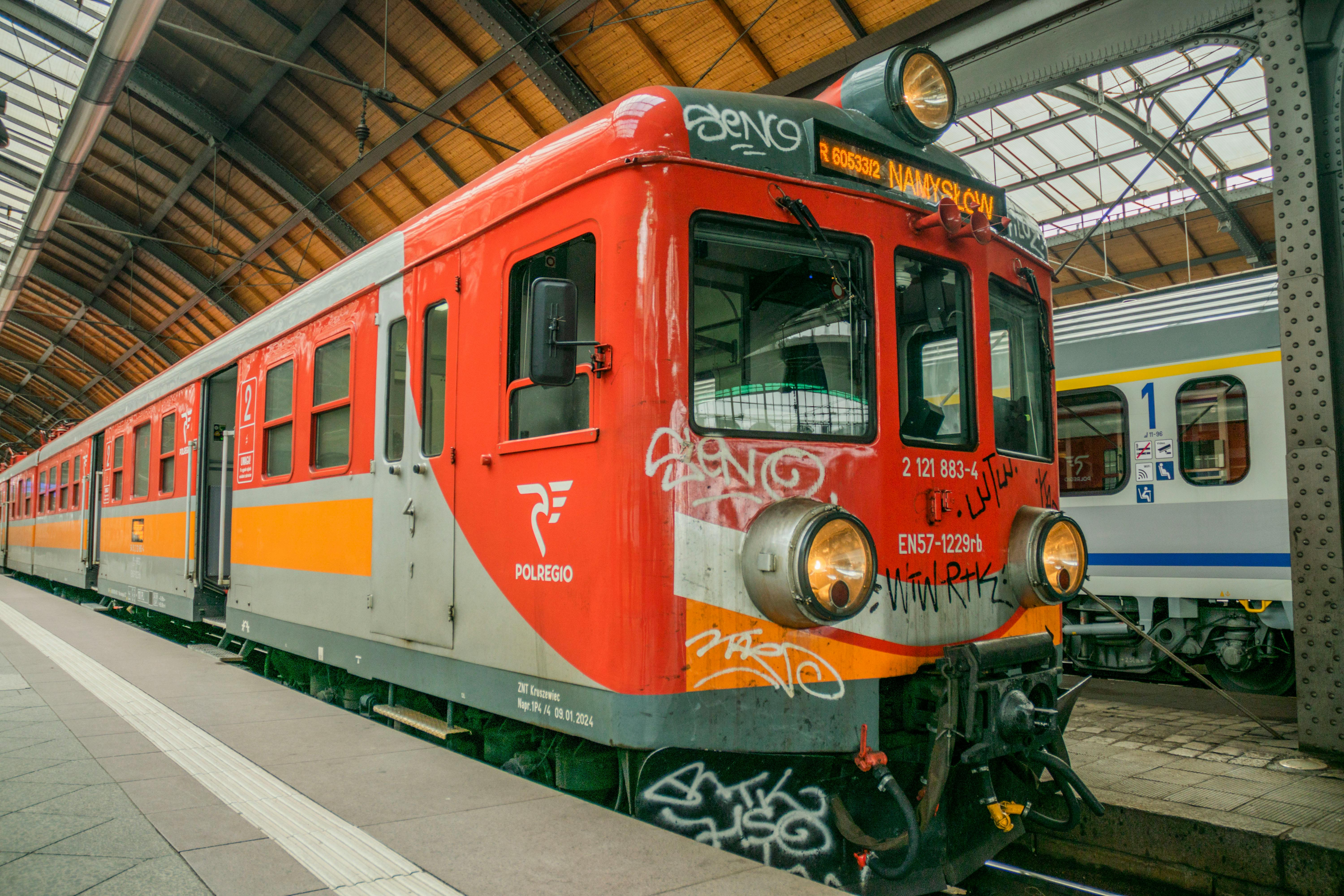 Colorful Electric Train at Wrocław Station · Free Stock Photo