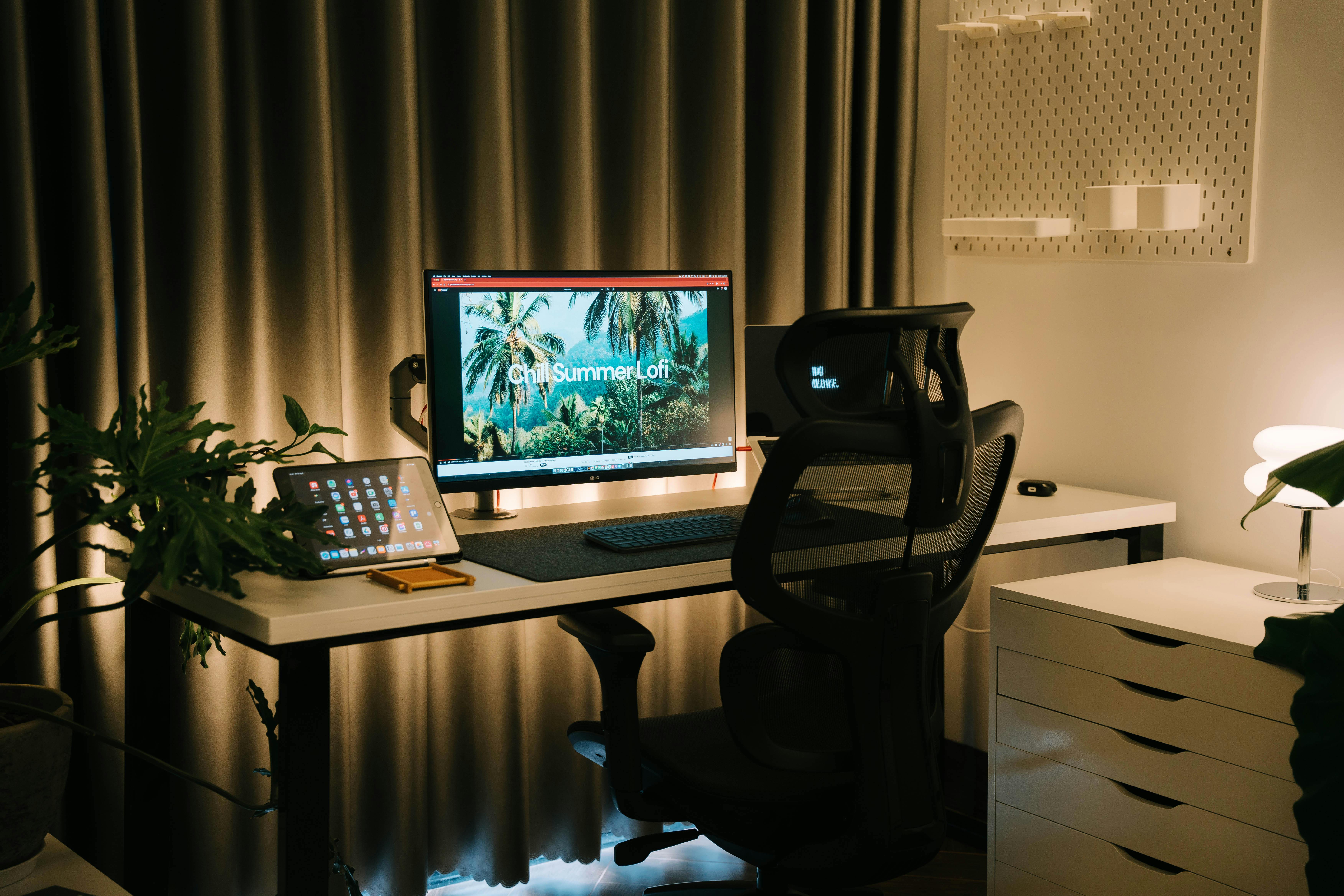 Modern Home Office with Computer Setup · Free Stock Photo