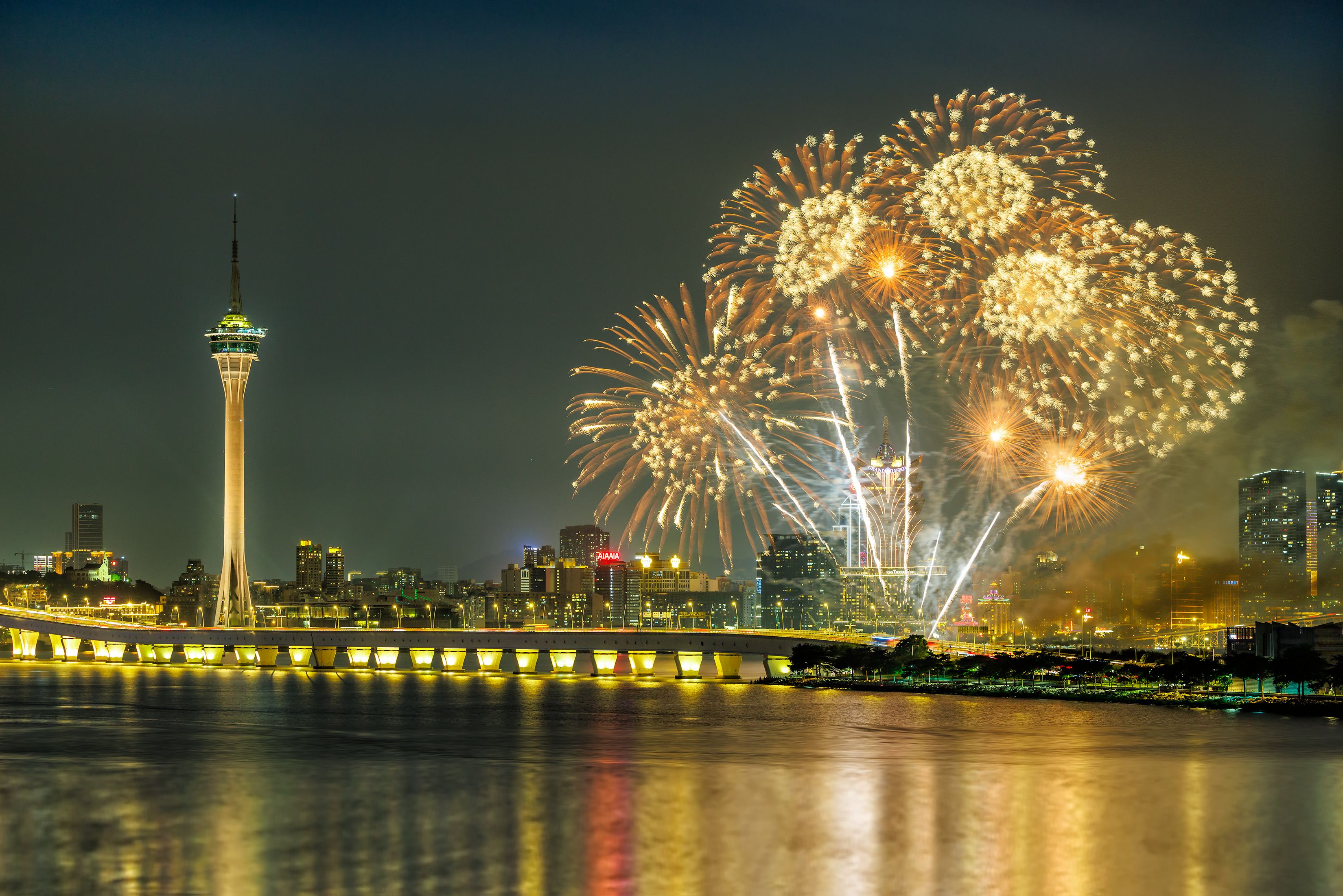 Fireworks Display Over Macau Tower at Night · Free Stock Photo