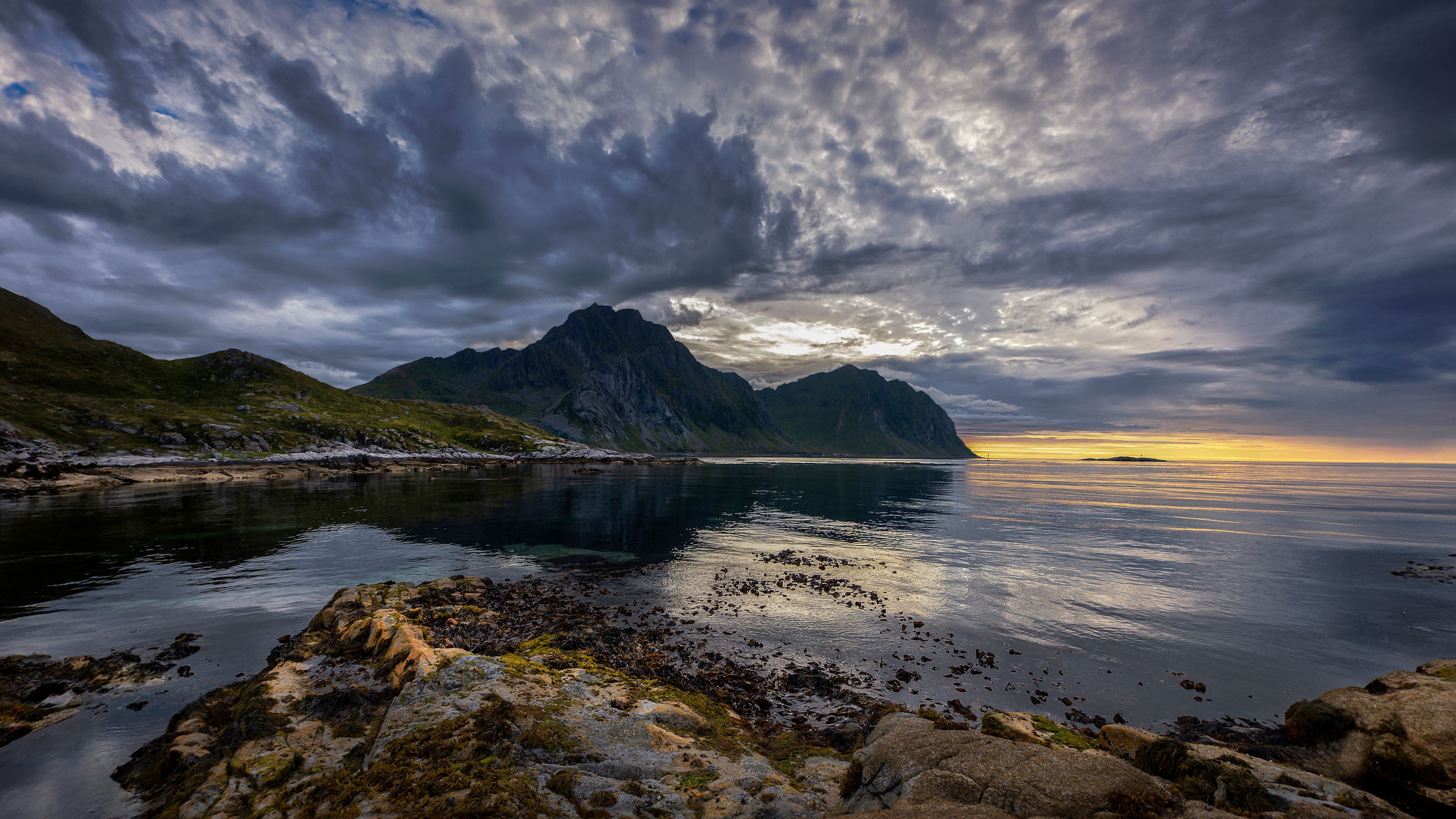 Dramatic Norwegian Coastal Landscape at Sunset · Free Stock Photo