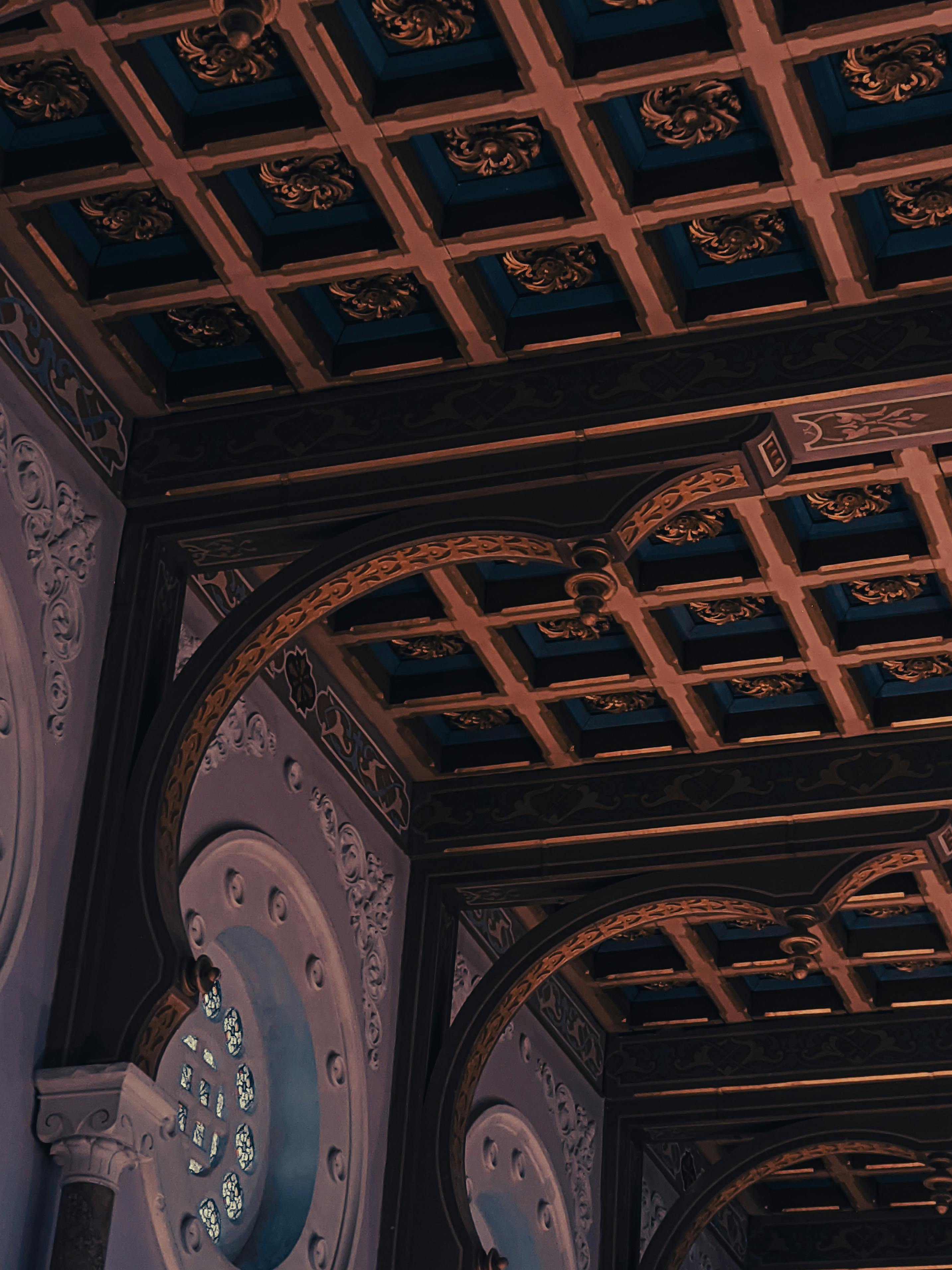 Ornate Ceiling of Historical Building Interior · Free Stock Photo