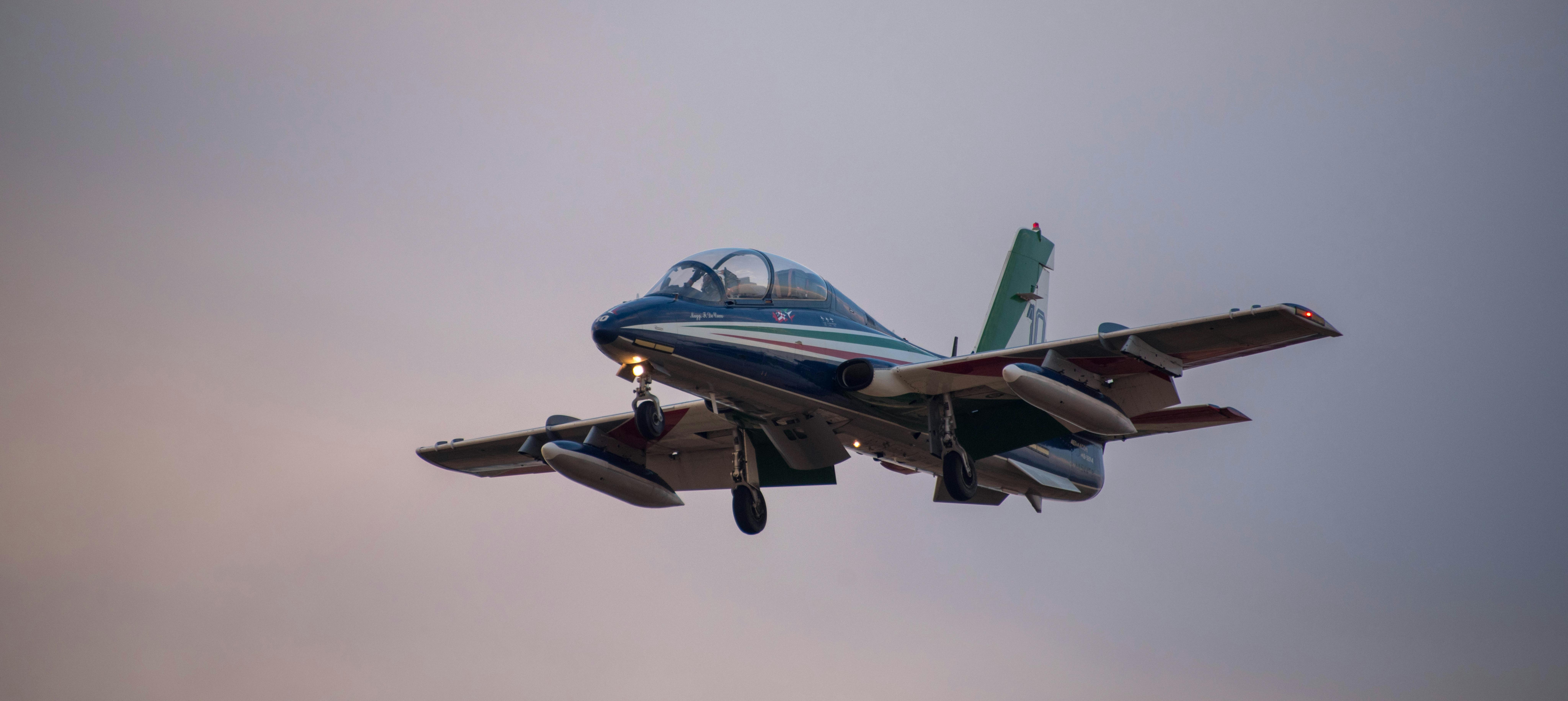 Military Jet Aircraft in Flight at Dusk · Free Stock Photo