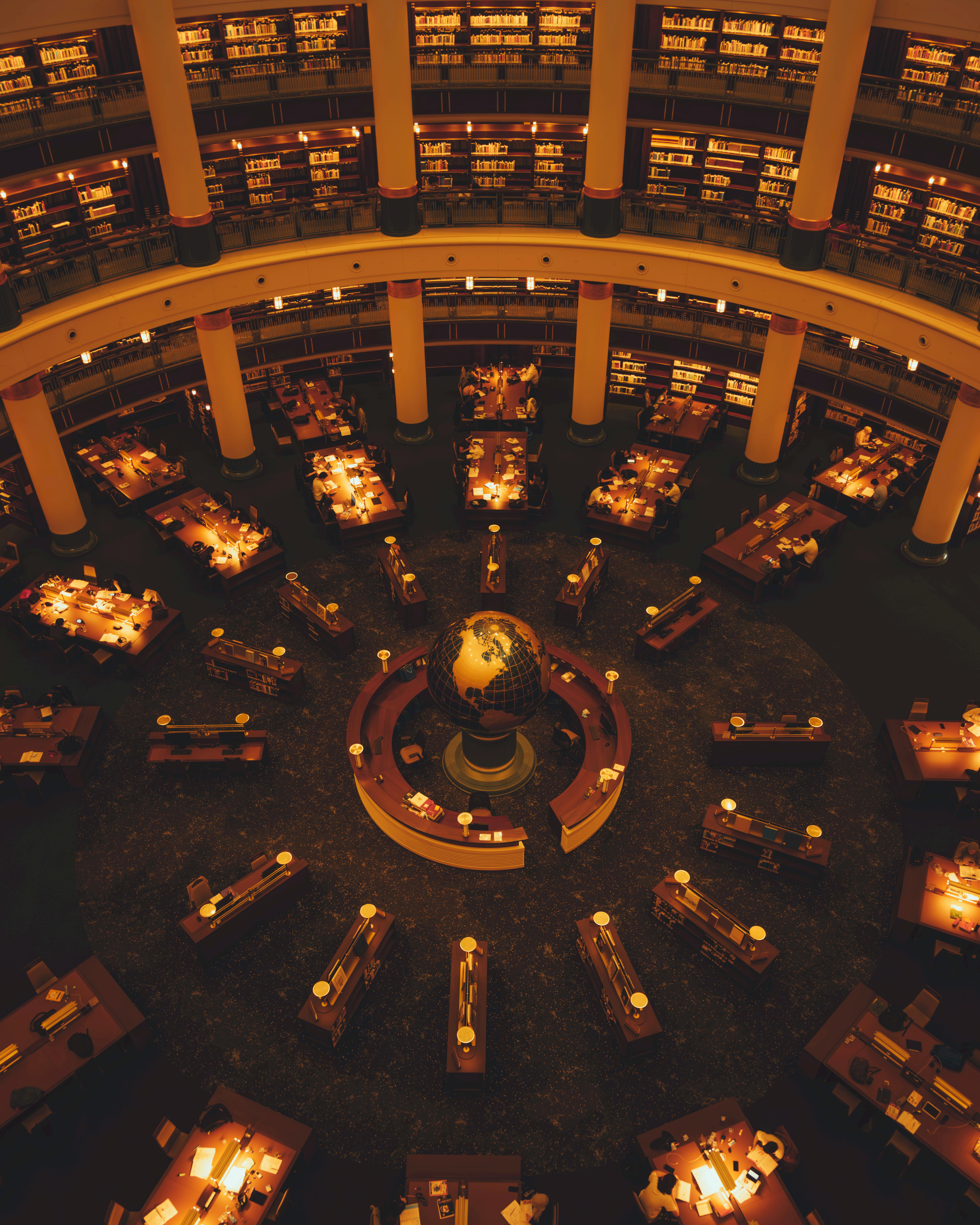 Stunning Aerial View of Majestic Library Interior · Free Stock Photo
